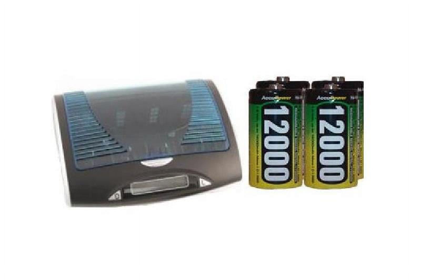 Super Universal LCD Battery Charger + 4 D AccuPower NiMH Batteries ...