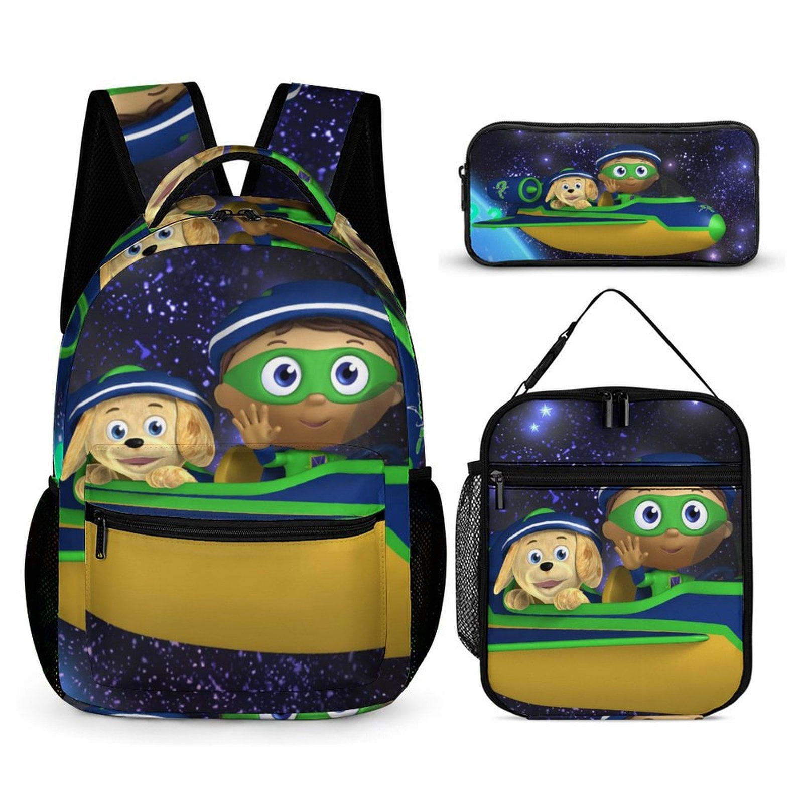 Super Why Backpacks 3 Piece Set Bookbag with Lunch Bag And Pencil Case ...
