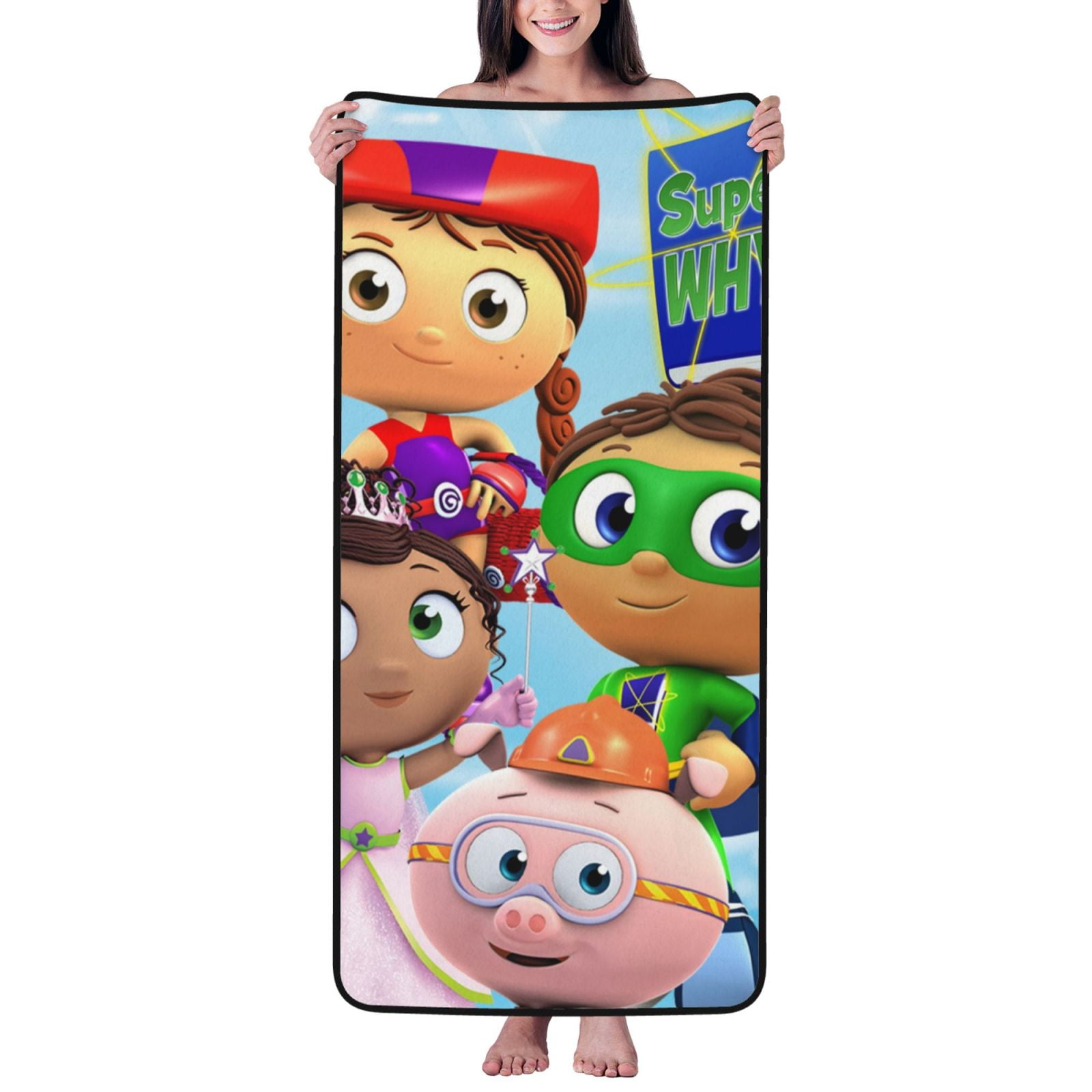 Super Why Beach Towel 27x55 Inch Coral Velvet Bath Towel For Bathroom ...