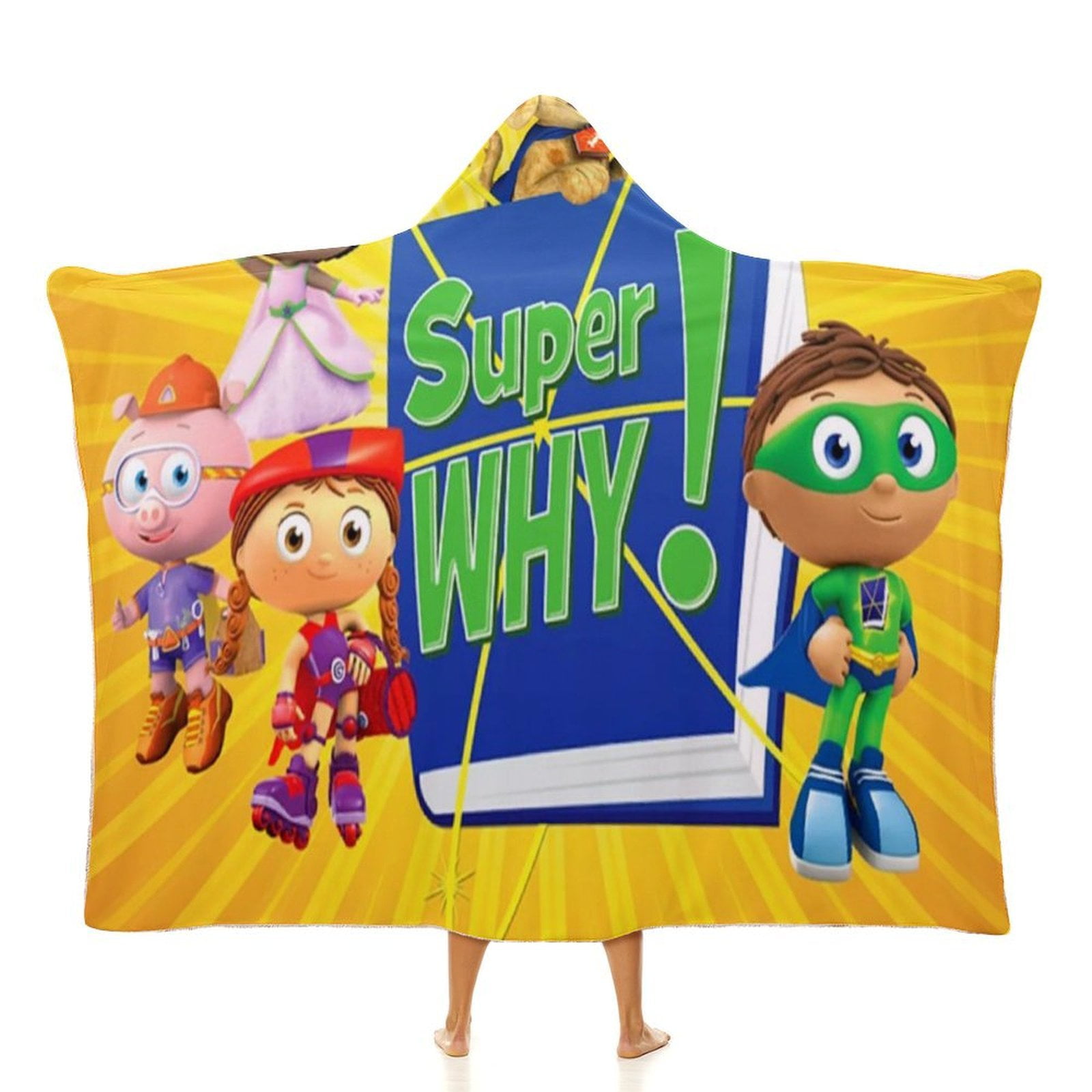 Super Why Cloak Hooded Blanket Soft Wearable Blanket Hoodie Throw Cape ...