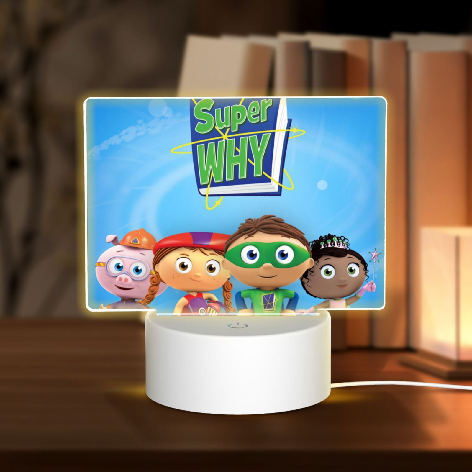 Super Why Nightlight 3-Color Touch Control Acrylic Night Light Adjustable Usb Bedside Lamp ...