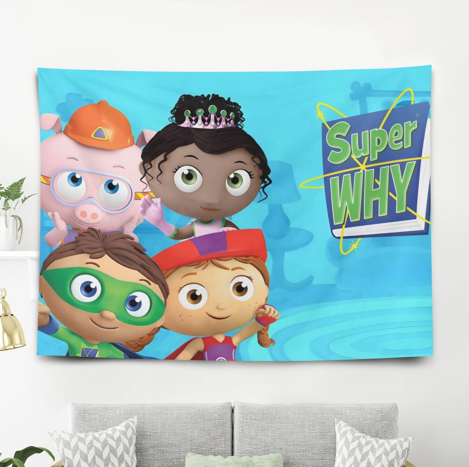 Super Why-Theme Anti-pilling Tapestry Gift Wall Hanging Backdrop for ...