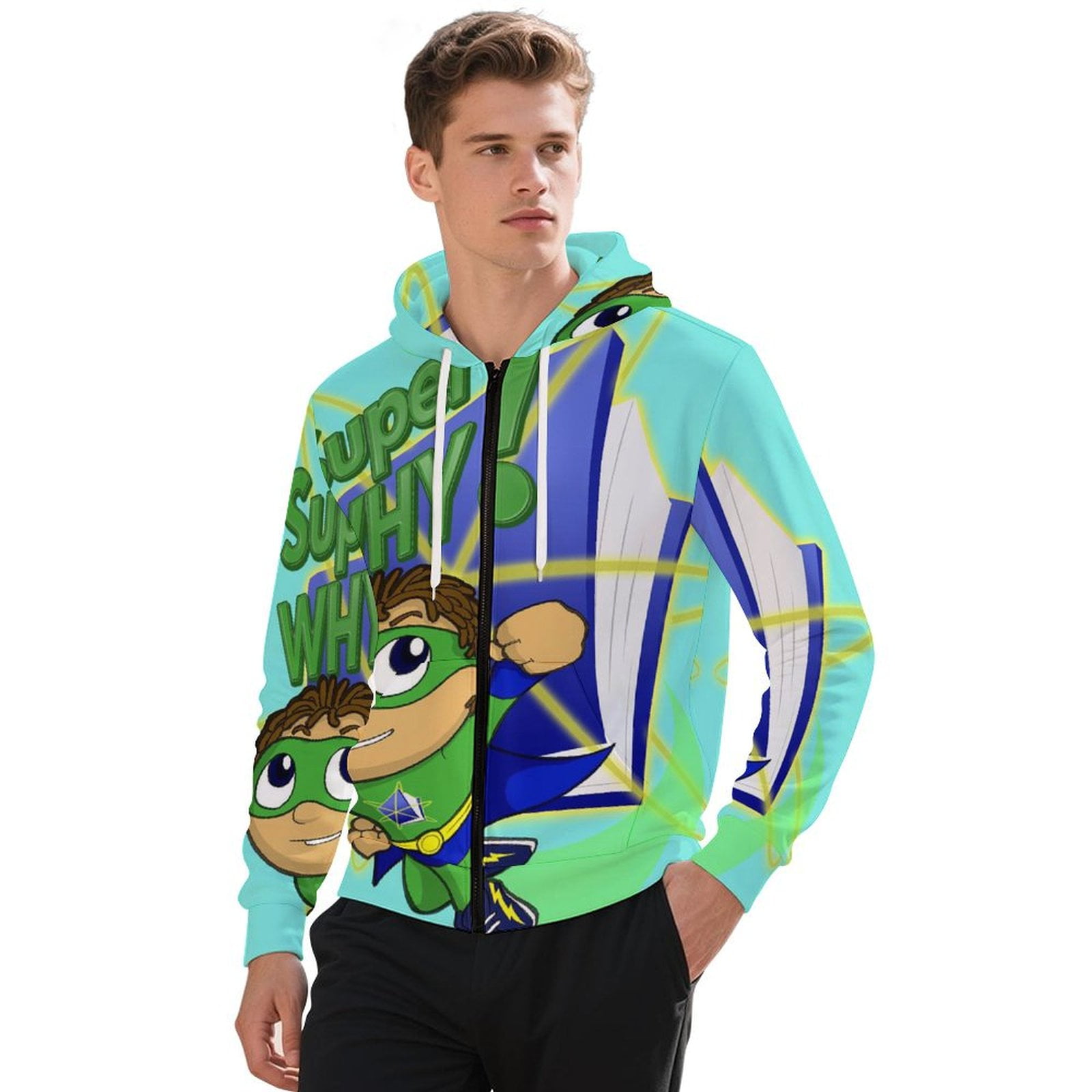 Super Why Zip Up Hoodie Pullover Hooded Long Sleeve Sweatshirts Tops ...