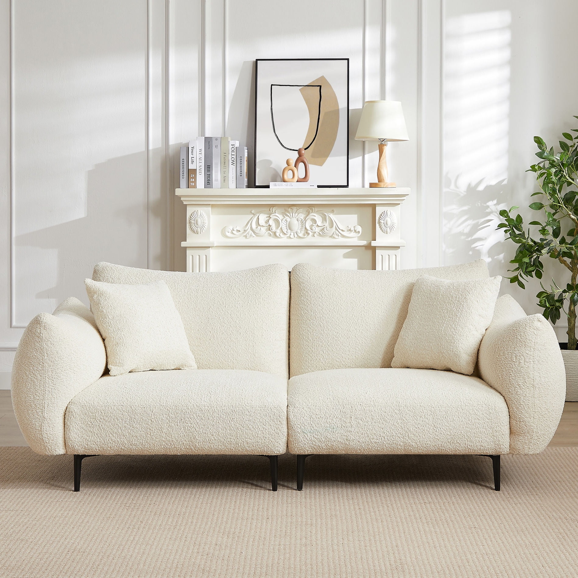 Super Wide Sherpa Sofa with Solid Wood Frame | Transforms Small Living ...