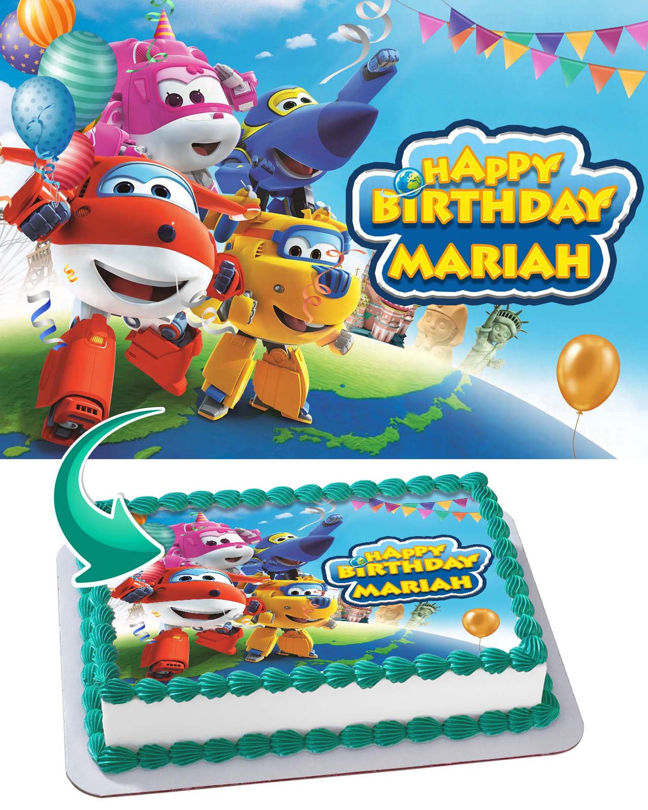 Super Wings 2021 Edible Image Cake Topper Personalized Birthday Sheet ...