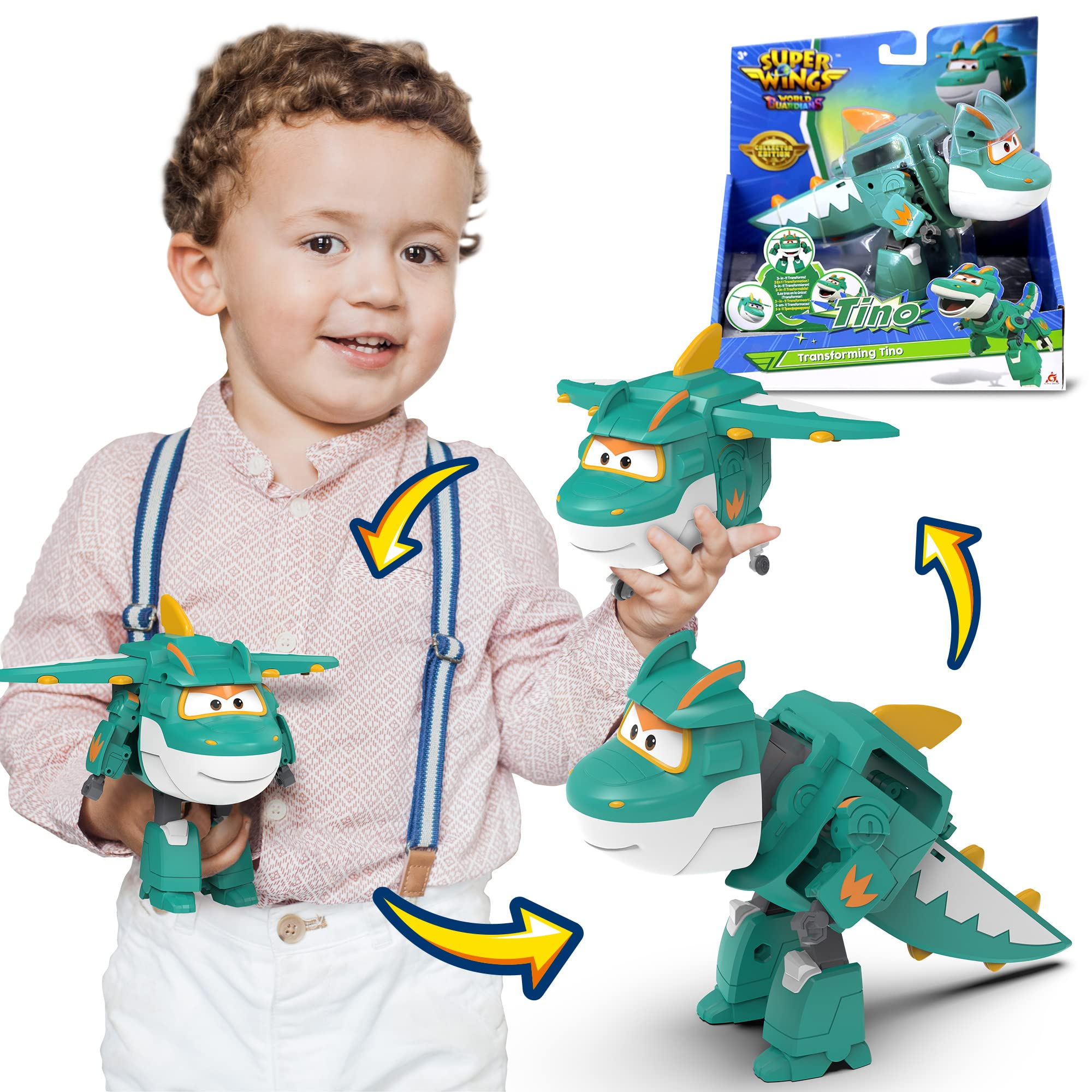 "Super Wings - 5"" Transforming Tino Dinosaur Airplane Robot, Season 6 ...