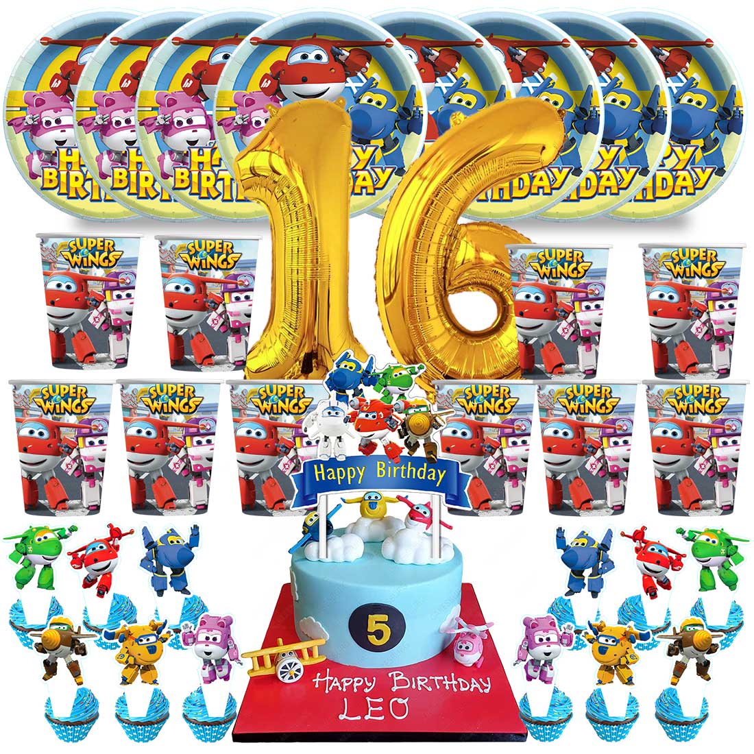 Super Wings Birthday 16th Cups Party Supplies Plates Fans Decorations ...