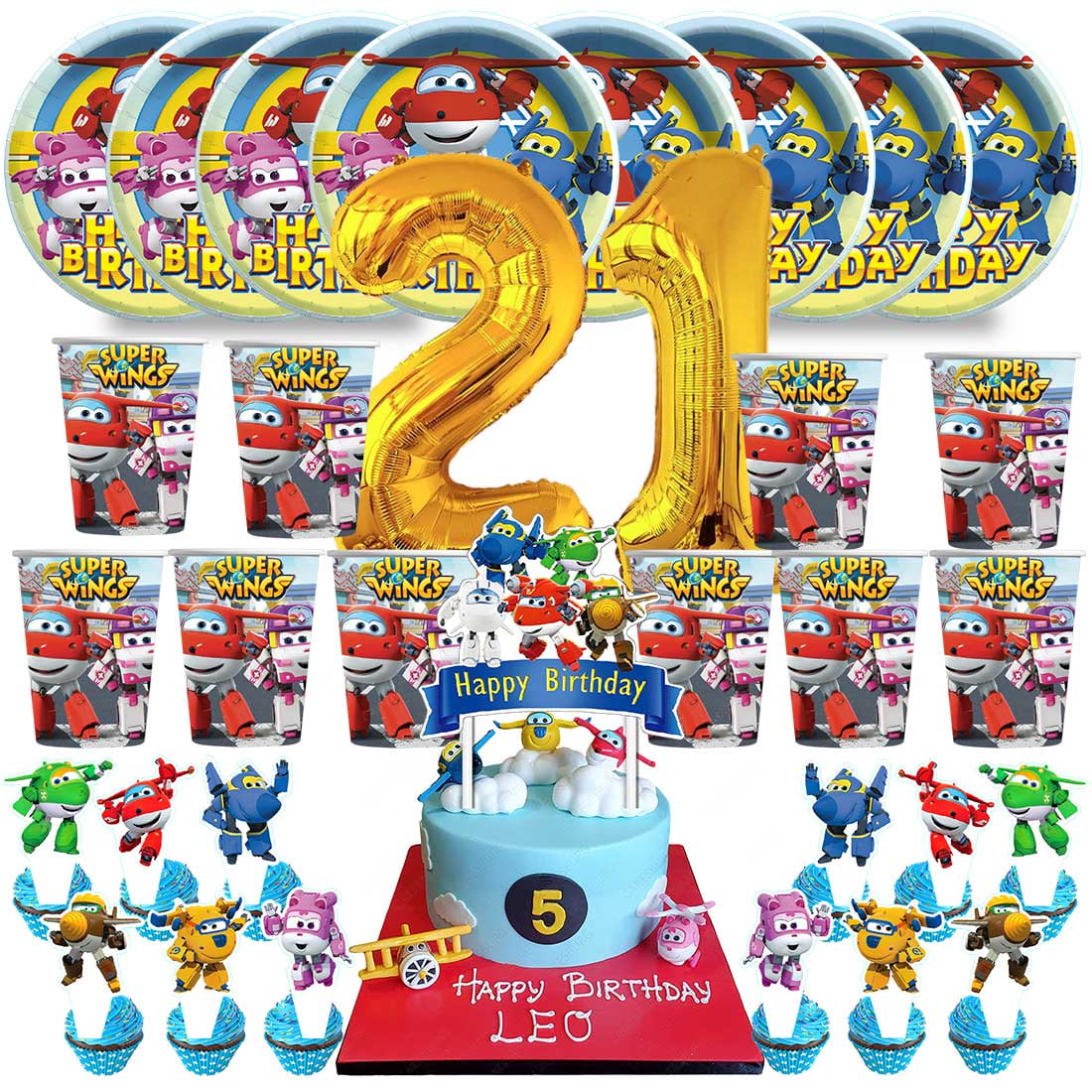 Super Wings Birthday 21th Cups Party Supplies Plates Fans Decorations ...