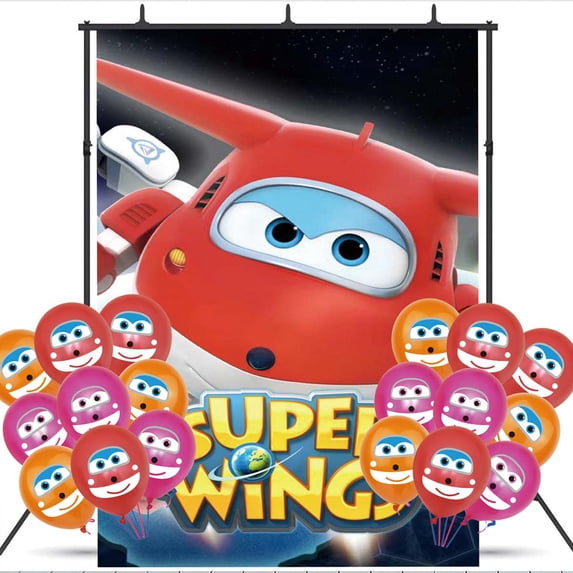 Super Wings Birthday Balloons Party Supplies Banner Backdrop Background ...