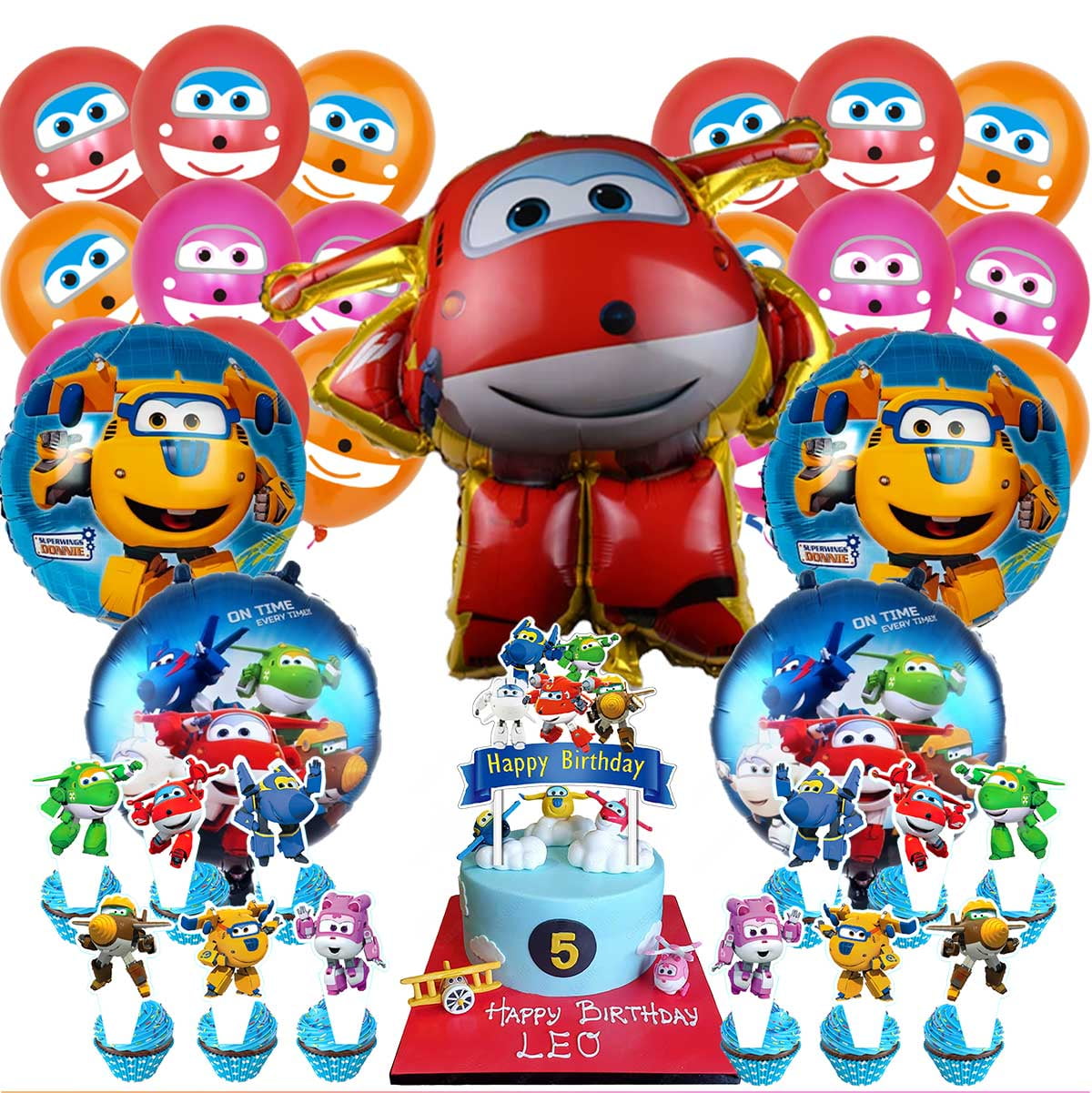 Super Wings Party Supplies Balloons Cake Topper Birthday Set ...