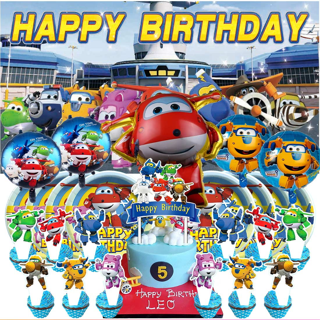 Super Wings Party Supplies Decor Tableware Backdrop Banner Cake Topper ...