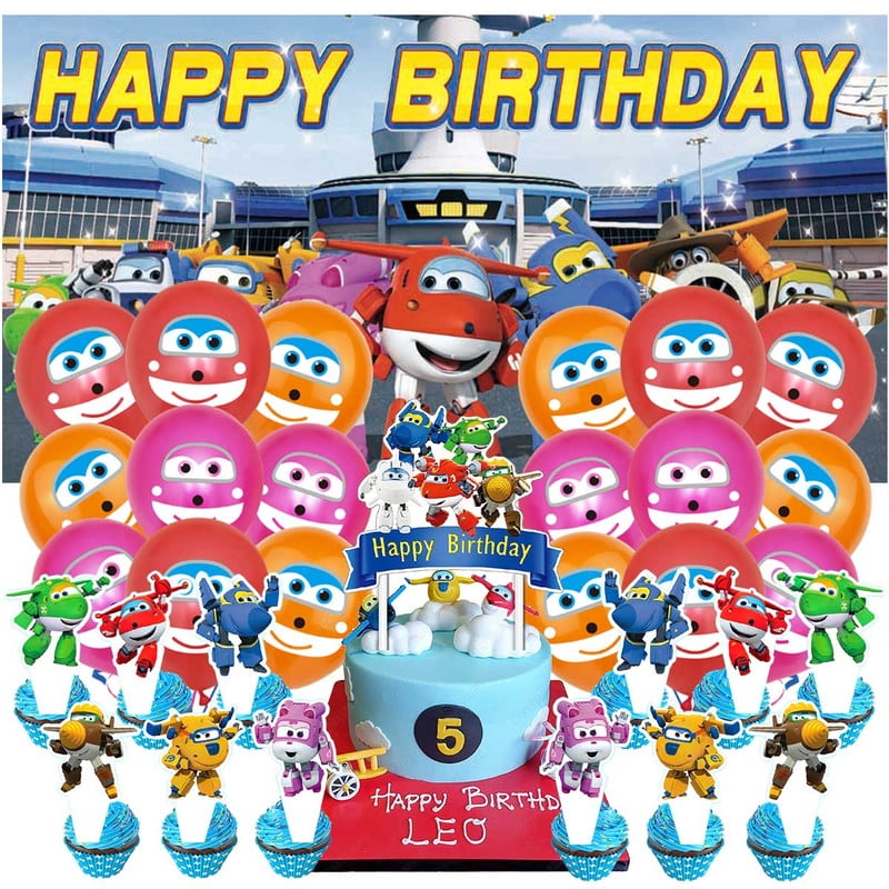 Super Wings Party Supplies Kit Latex Balloons Birthday Decor Banner ...