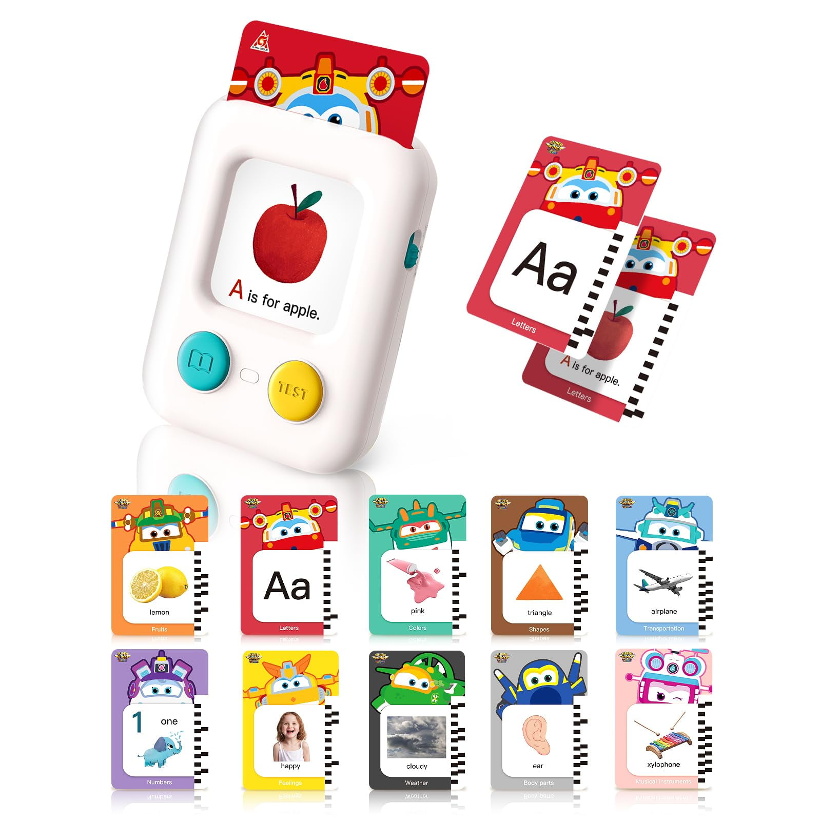 Super Wings Talking Flash STF9 Cards,106 Cards-212 Sides for 3+ Years ...