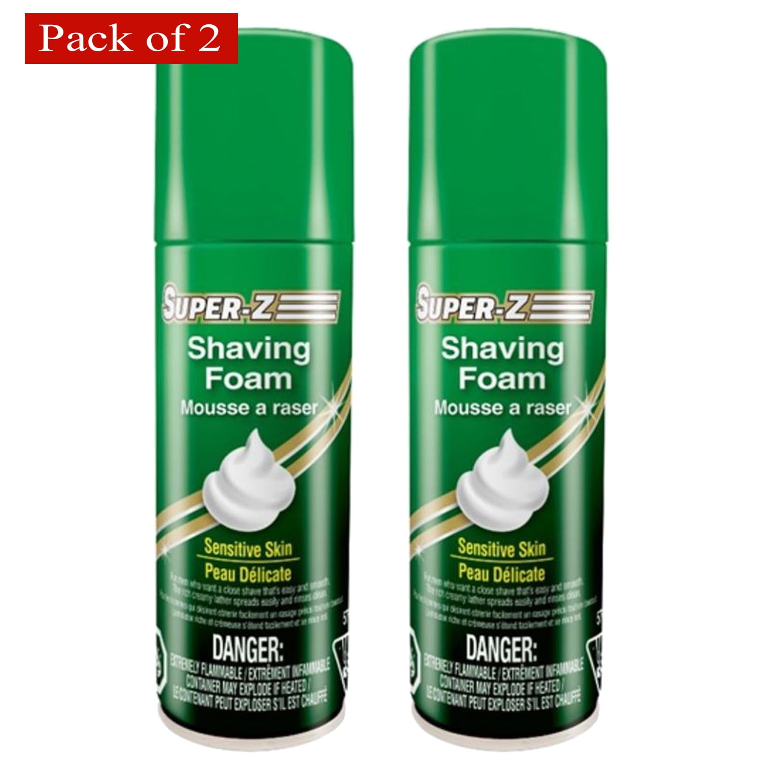 Super-Z Shave Foam Travel Sensitive 57ml (Pack of 2) - Walmart.com