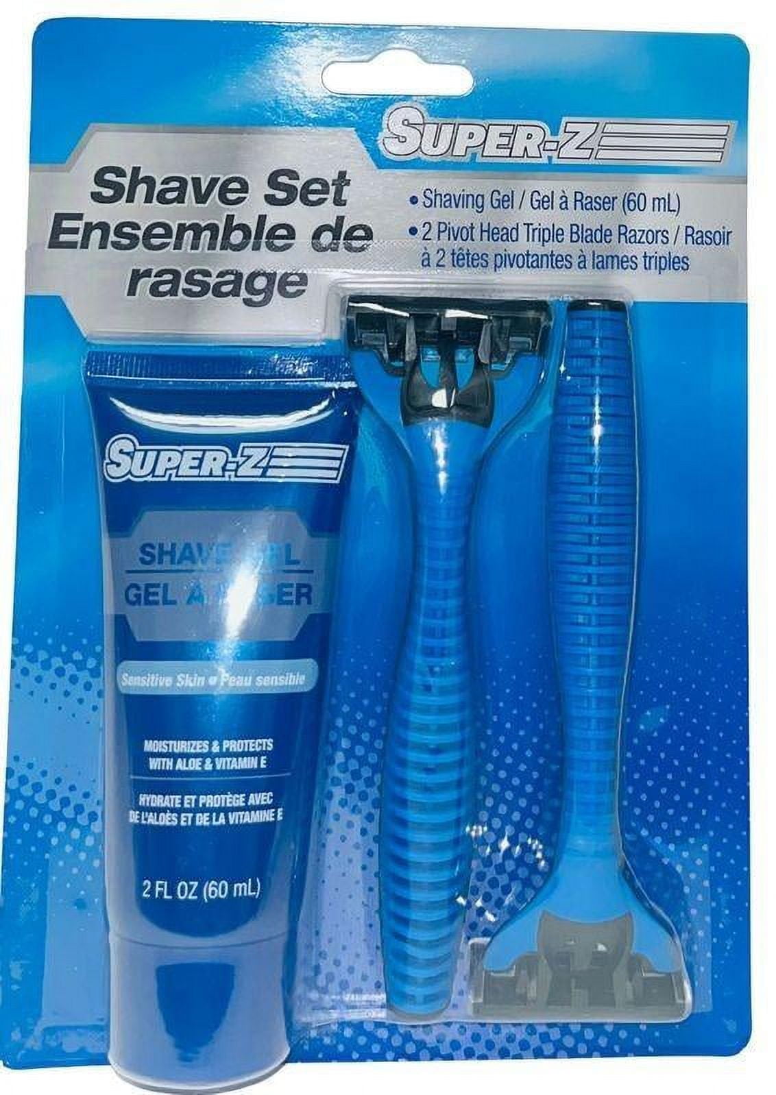 Super Z Shave Gel & Travel Kit With 2 Razors - Walmart.com