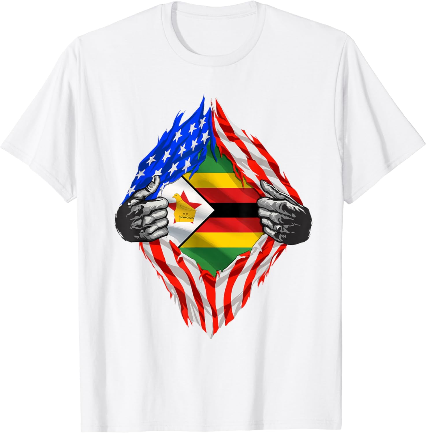 Super Zimbabwean Heritage Proud Zimbabwe Roots USA Flag T-Shirt ...