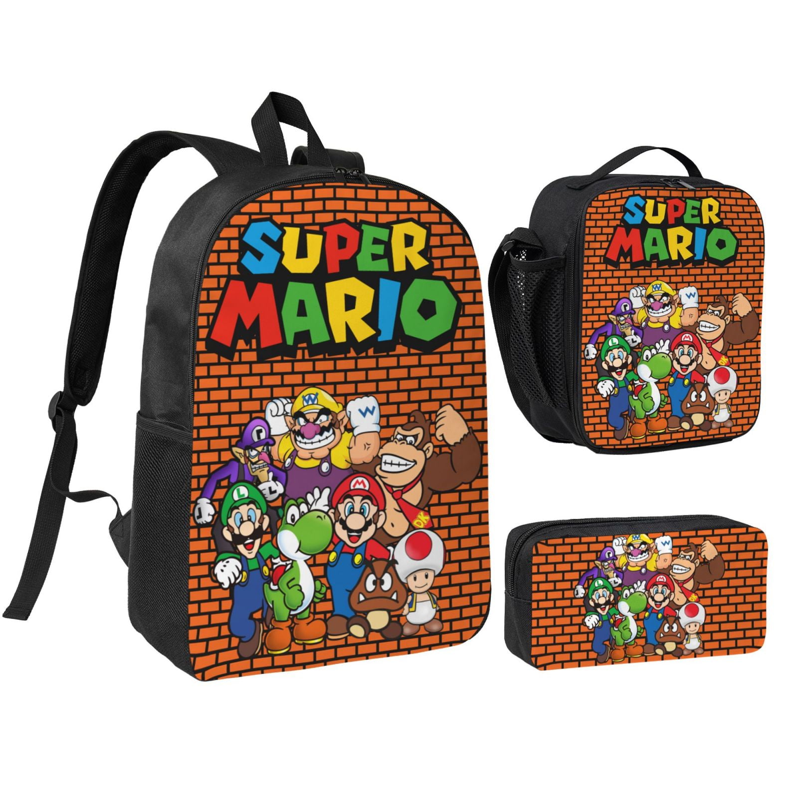 Super bag Mario Backpack Set – 3PCS Supplies Combo with Backpack, Lunch ...