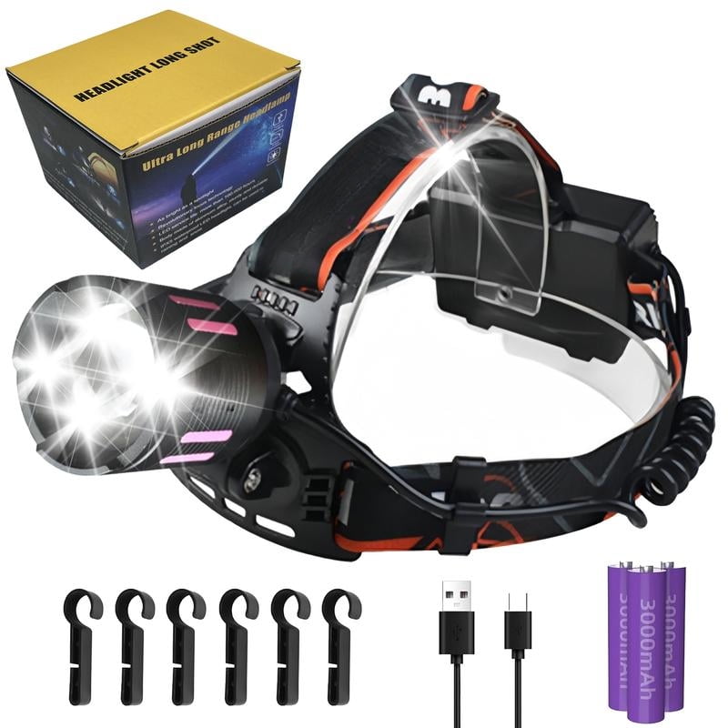 Super bright Rechargeable LED Headlamp-10000 High Lumen,4Light Modes ...