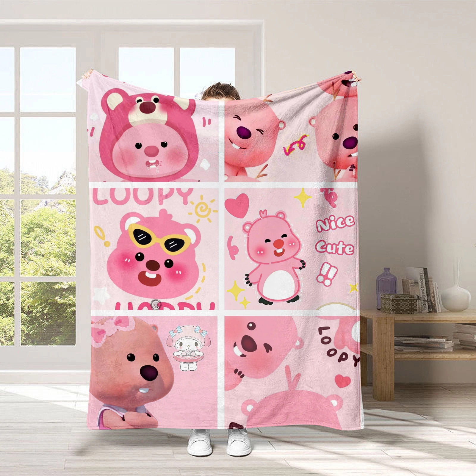 Super cute pink LOOPY Ruby Farley plush blanket Little Beaver ...