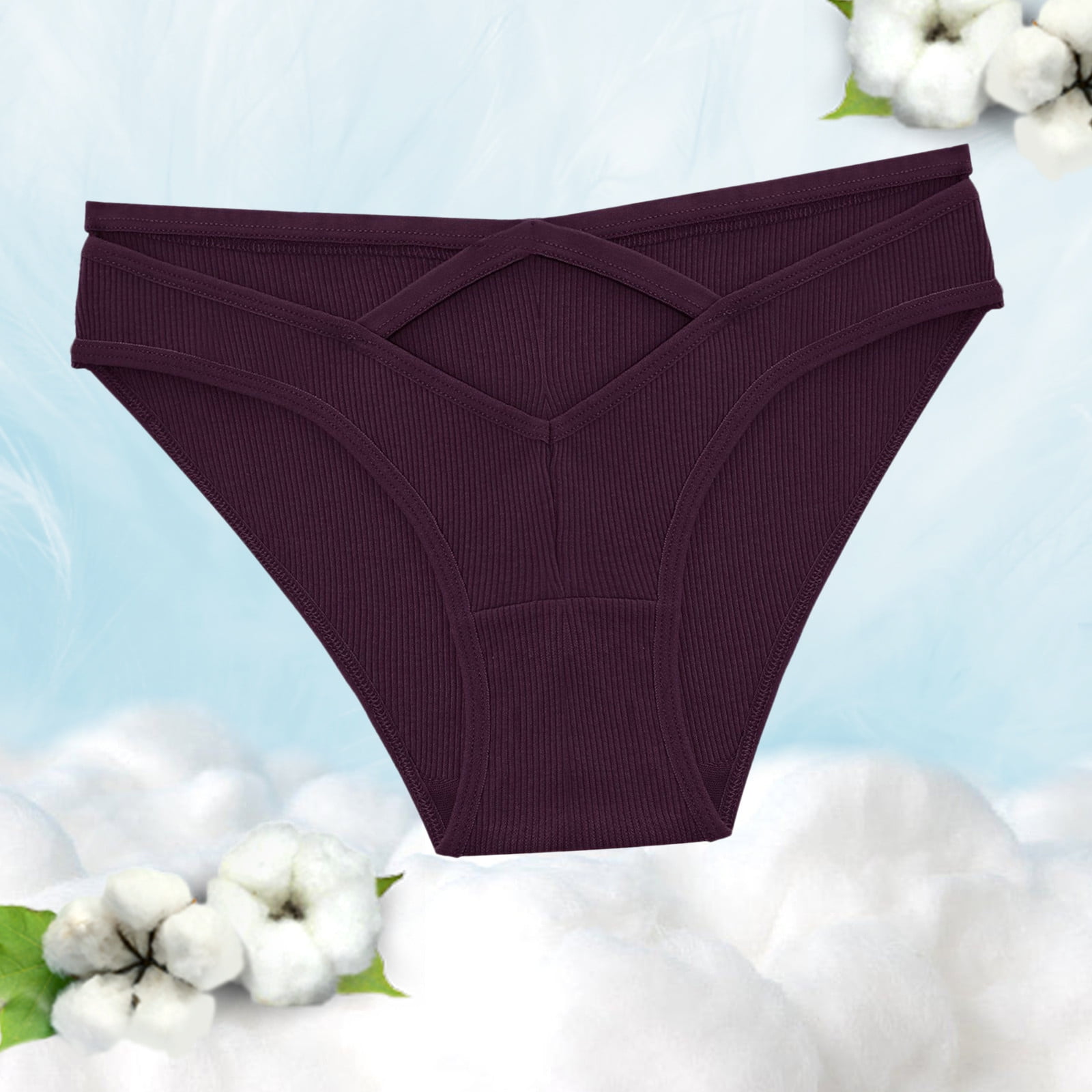 Super elastic color butyl new cotton crotch thong panties female Purple ...