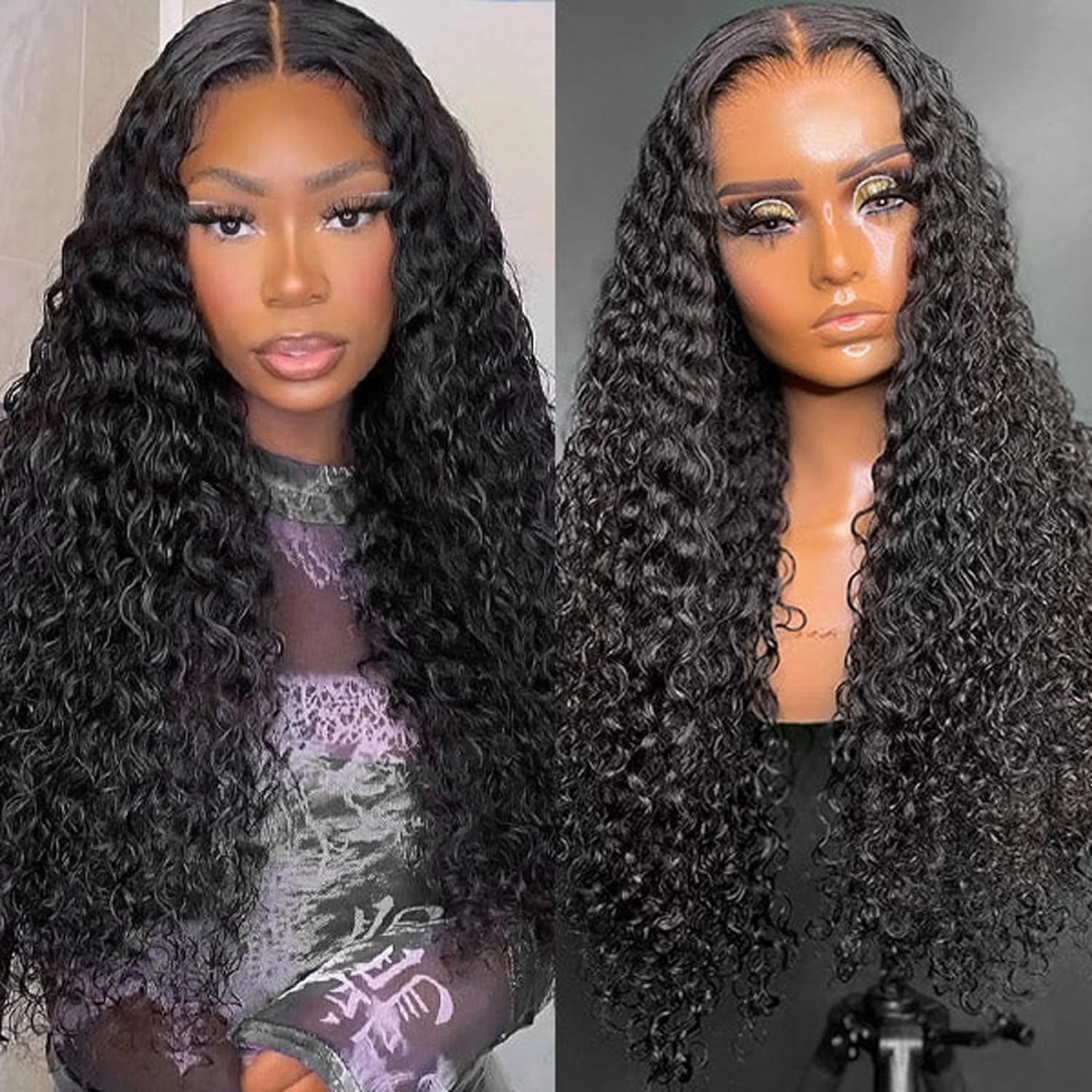Super idol Deep Wave Lace Front Wigs Human Hair 150% Density Pre ...