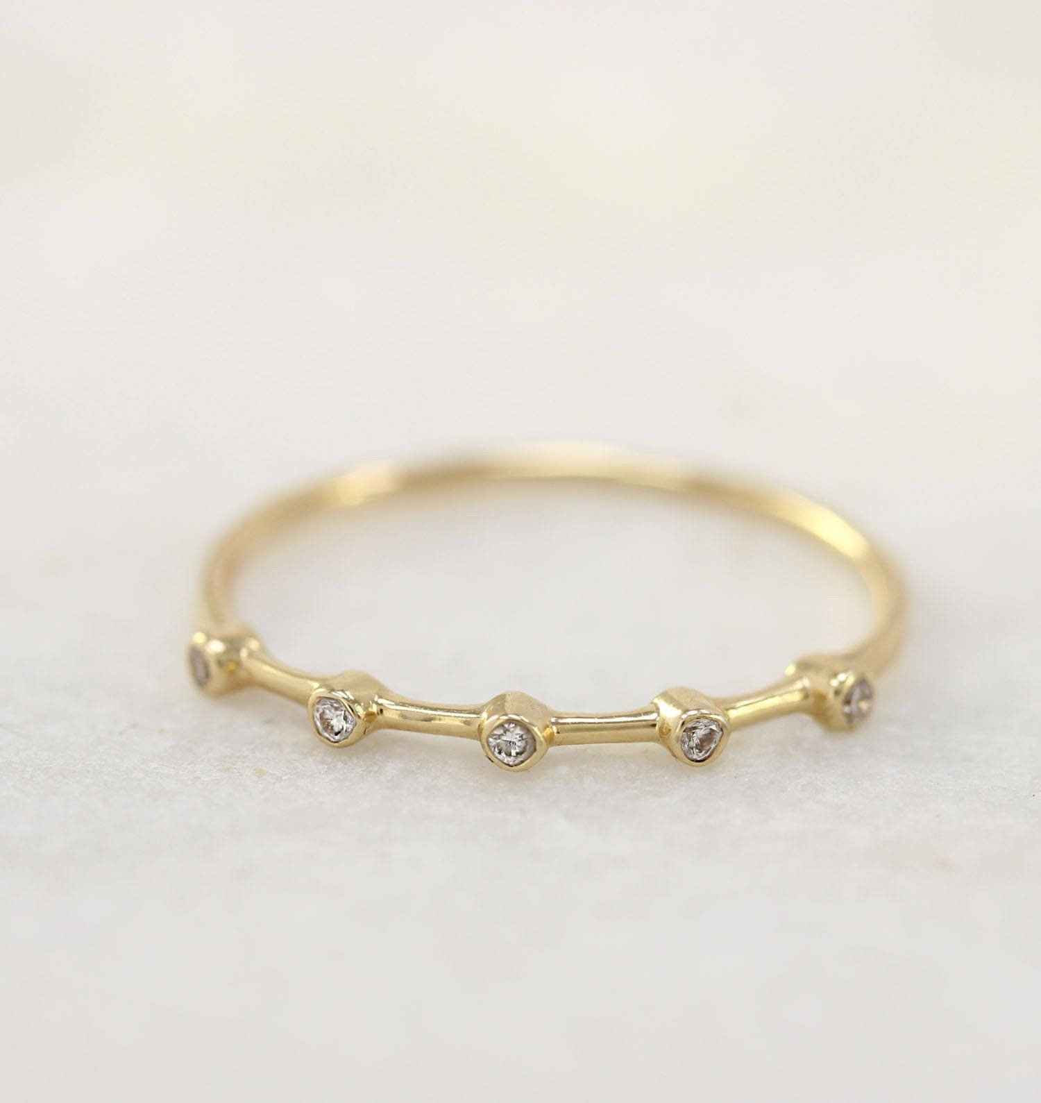 Super skinny gold ring | Thin stacking ring | Minimalist | Tiny diamond ...