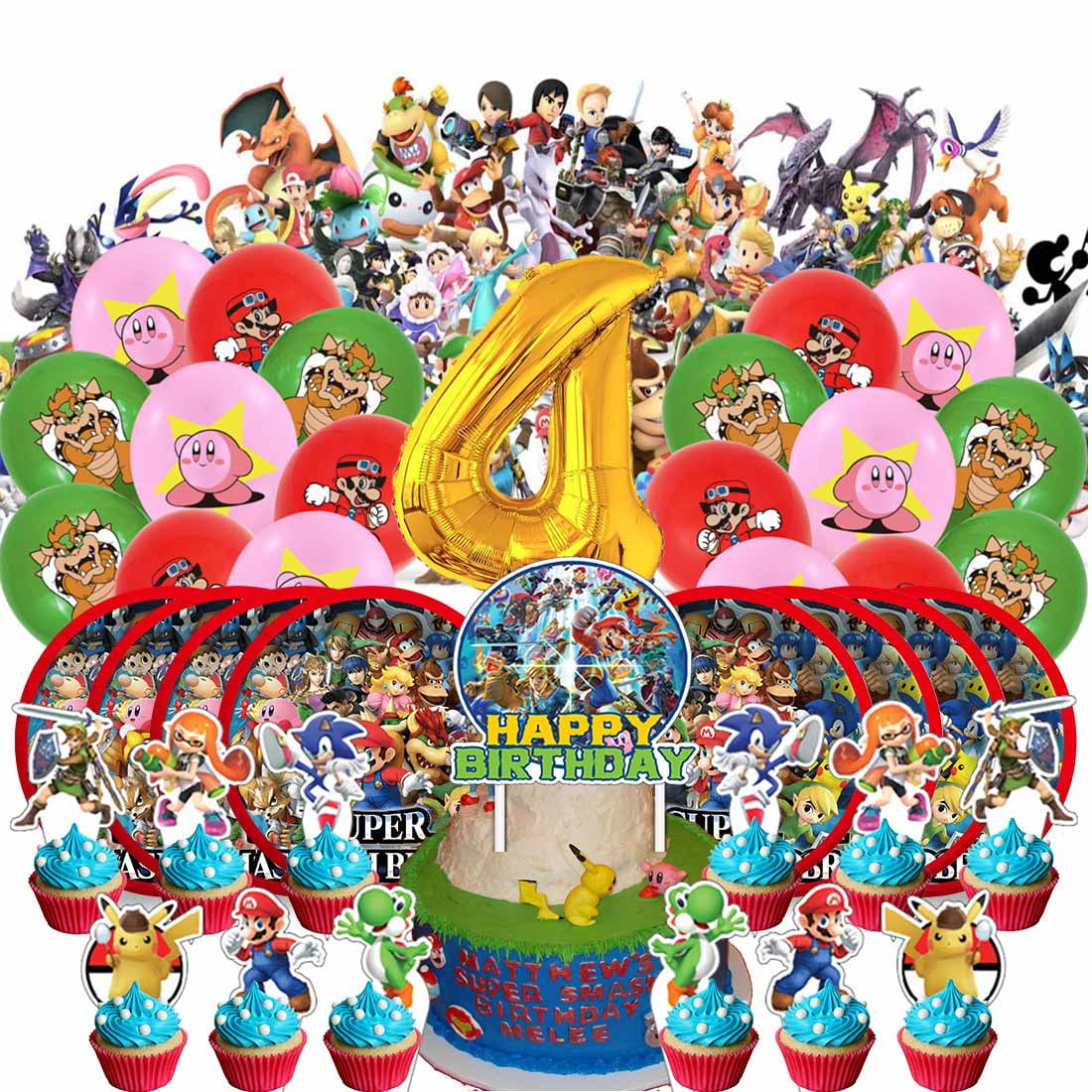 Super smash bros Balloons Party Supplies 4th Decor Tableware Birthday ...