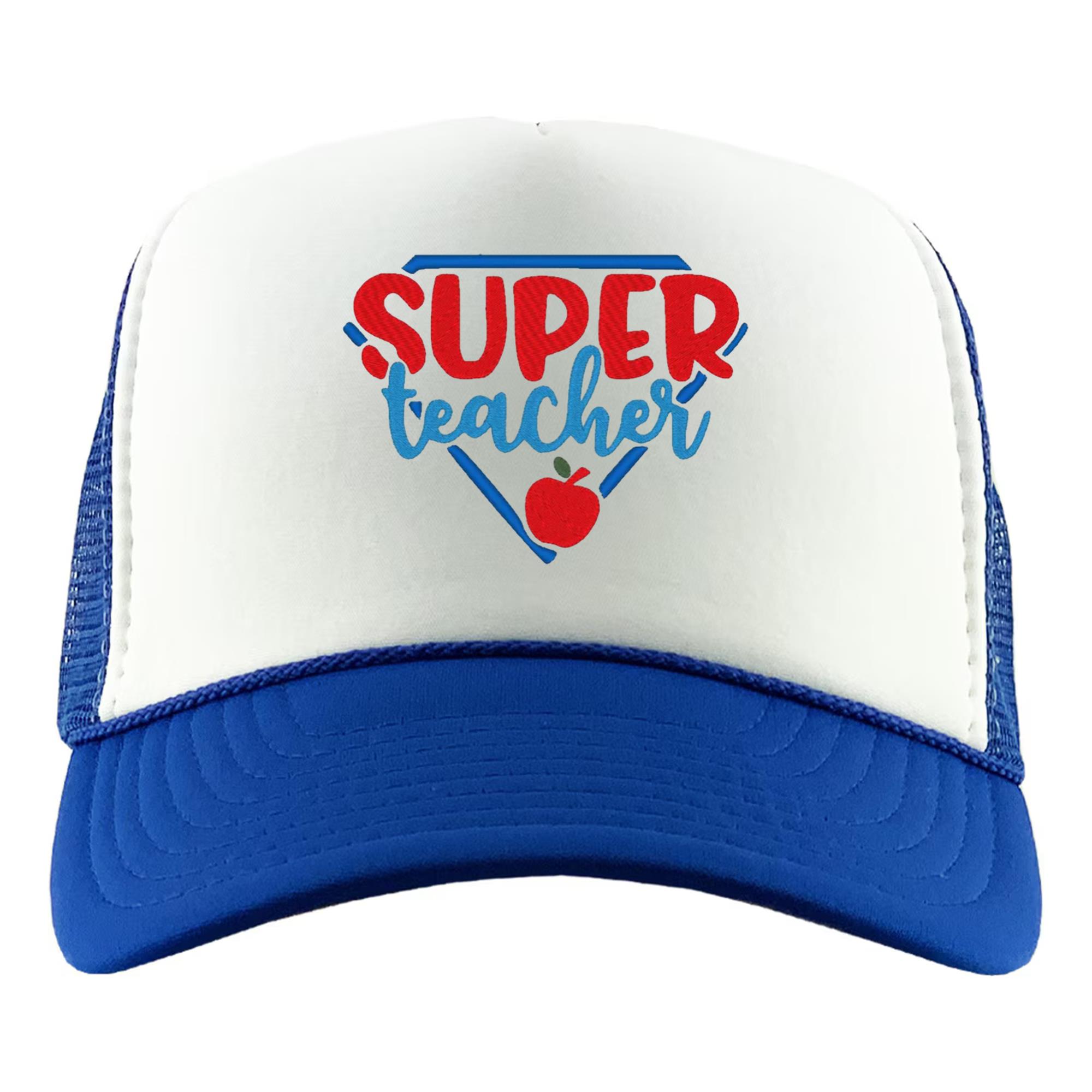 Super teacher back to school embroidered snapback trucker hat fun ...