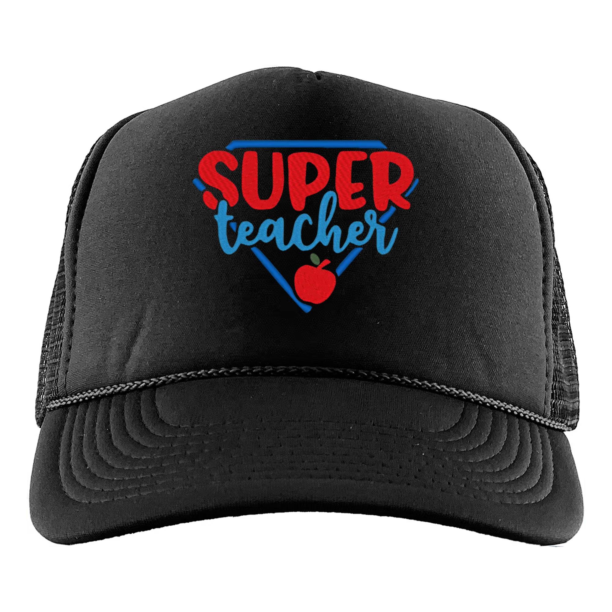 Super teacher back to school embroidered snapback trucker hat fun ...