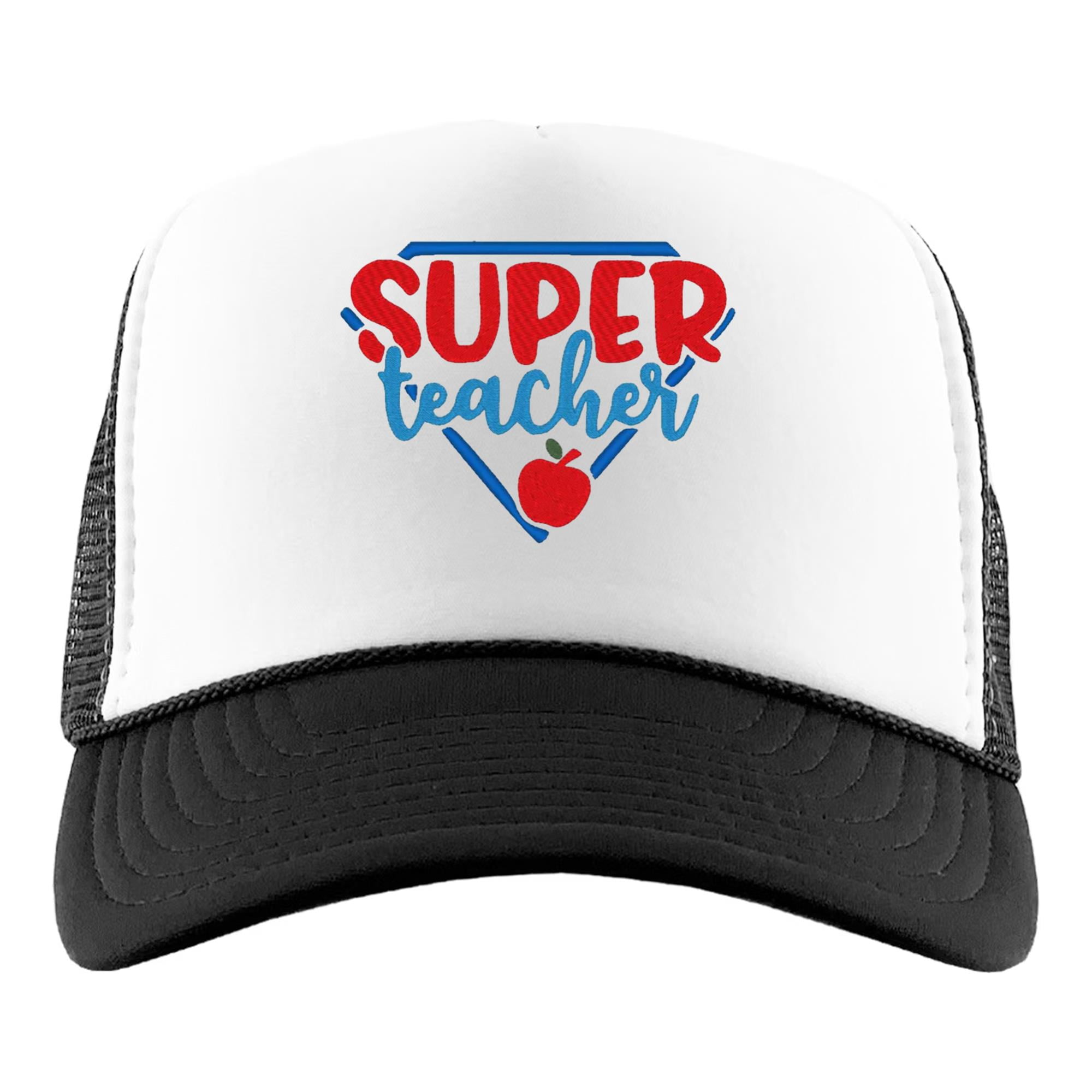 Super teacher back to school embroidered snapback trucker hat fun ...