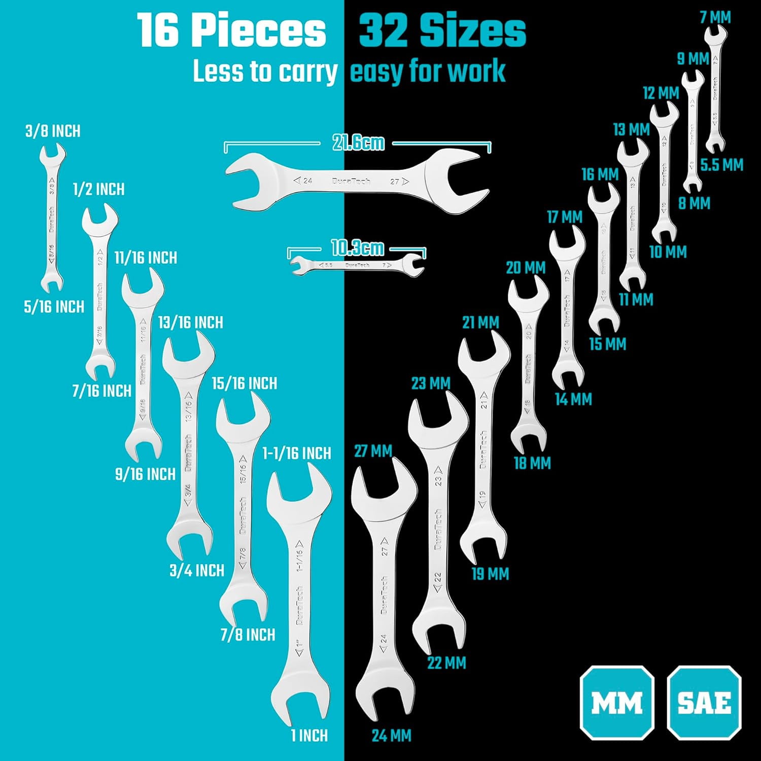 Super-thin Open End Wrench Set, SAE(5/16" to 1-1/16") & Metric(5.5mm to ...