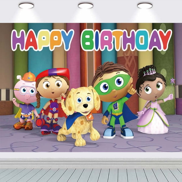 Super why Post Backdrop Banner Party Supplies Birthday Decorations ...