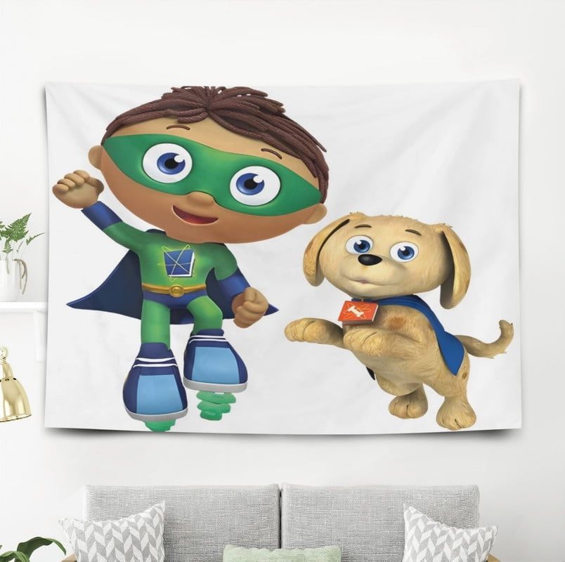 Super why pattern wall hanging 50*60 inches high-quality peach skin ...