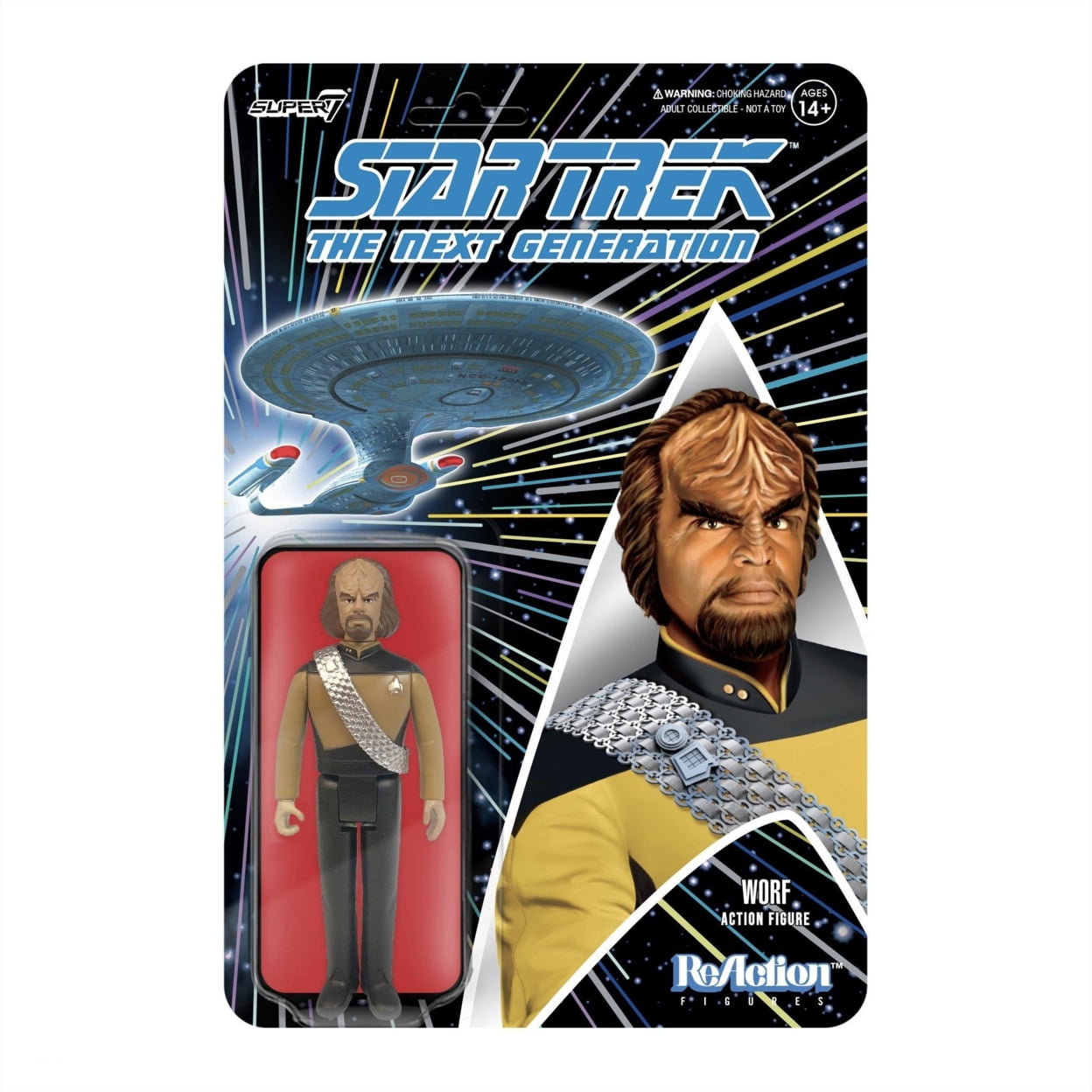 Super7 Star Trek TNG Worf Klingon ReAction Figure 375 Inch Collectible ...