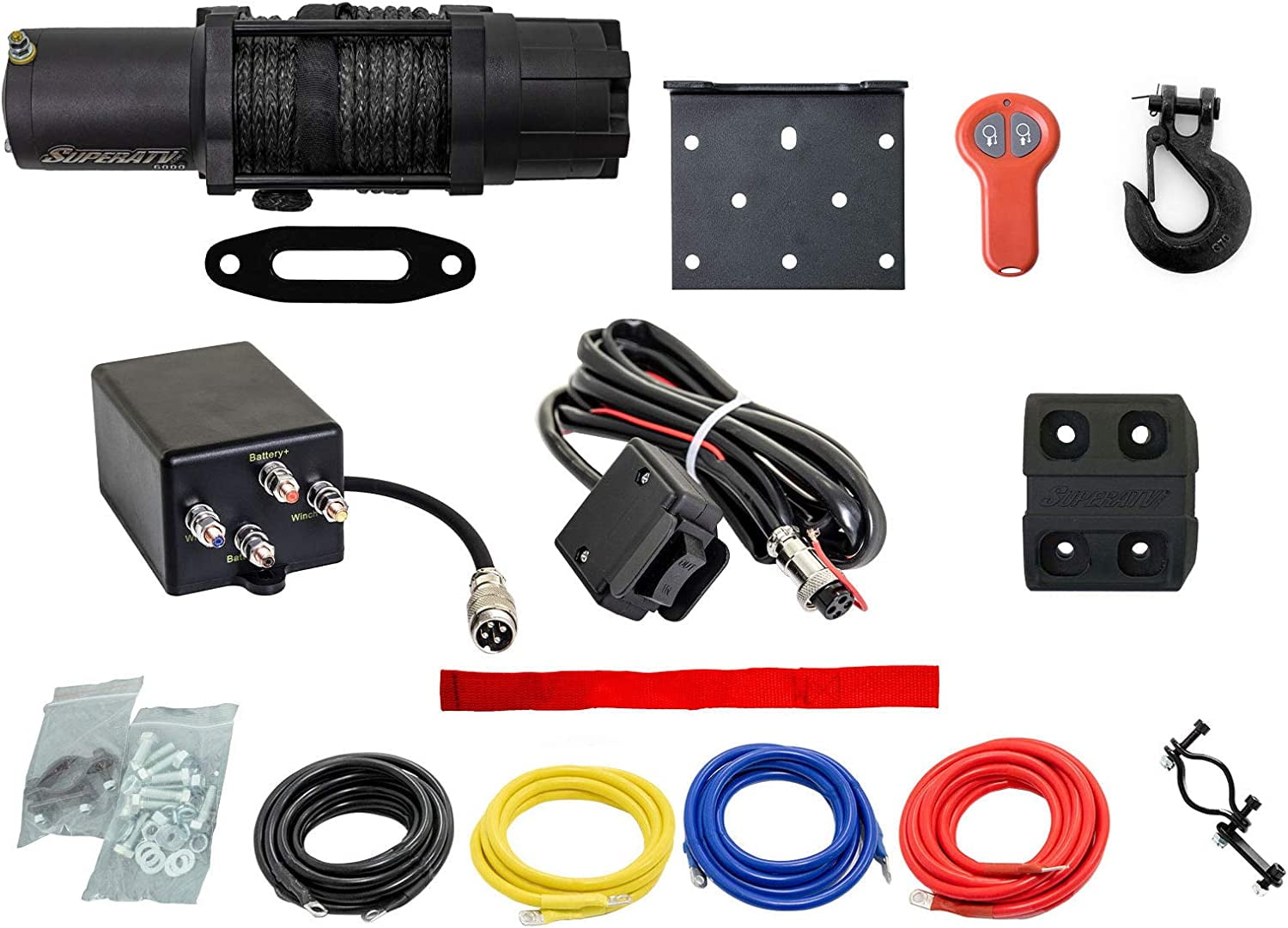 SuperATV 6000 LB Black Ops Winch with Winch Mounting Plate for 2019 ...