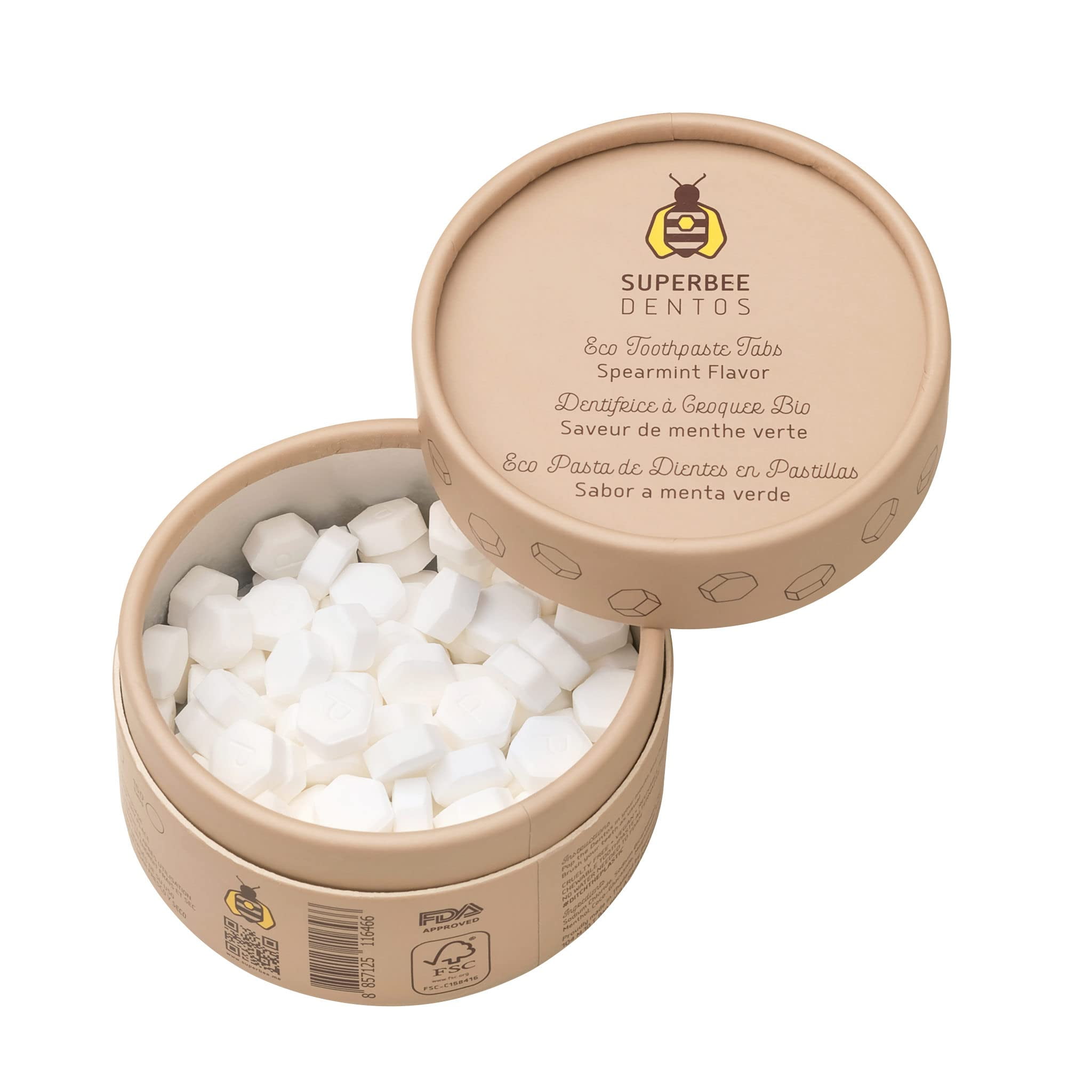 SuperBee Dentos Toothpaste Tablets, 100 Toothpaste Tabs, Fluoride Free ...