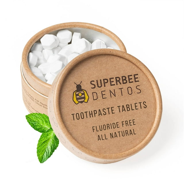 SuperBee Dentos Toothpaste Tablets, SSF20 150 Tabs, Fluoride Free & Eco Friendly, Travel ...