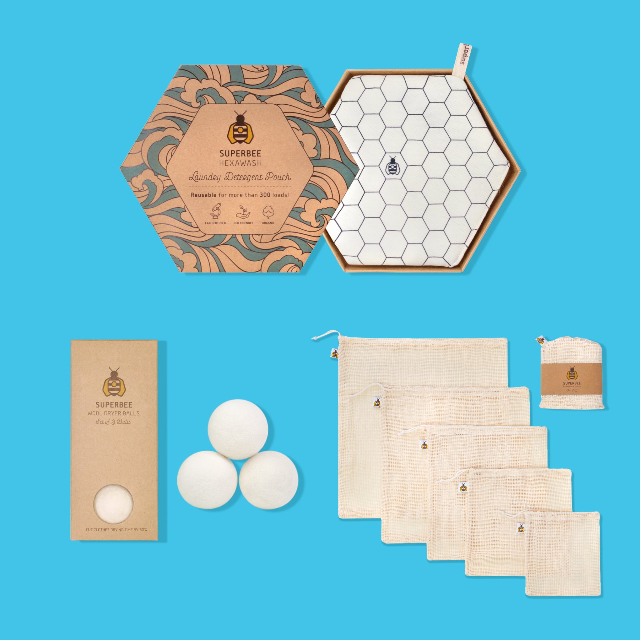 SuperBee Laundry Kit - Eco Laundry travel kit - Chemical Free Sensitive ...