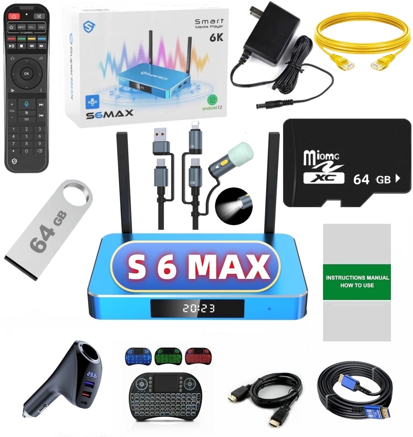 SuperBox 2026 S6 MAX Streaming Media Player Bundle with 7-in-1 Premium ...