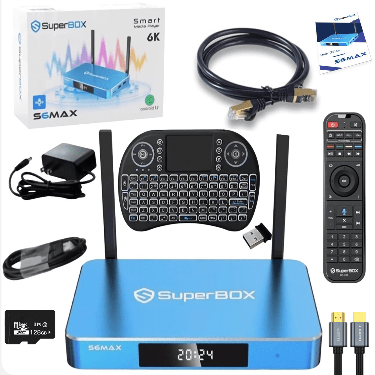 SuperBox S6 Max Smart TV Streaming Box ,4G+64G,with Voice Remote,Time ...