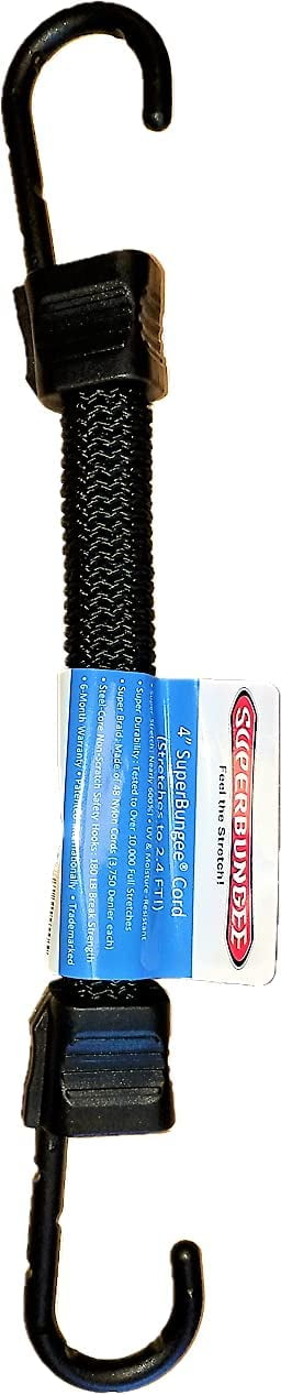 SuperBungee Cord - 4-inch Body (10" incl Hooks) Stretches to 2.3FT with ...