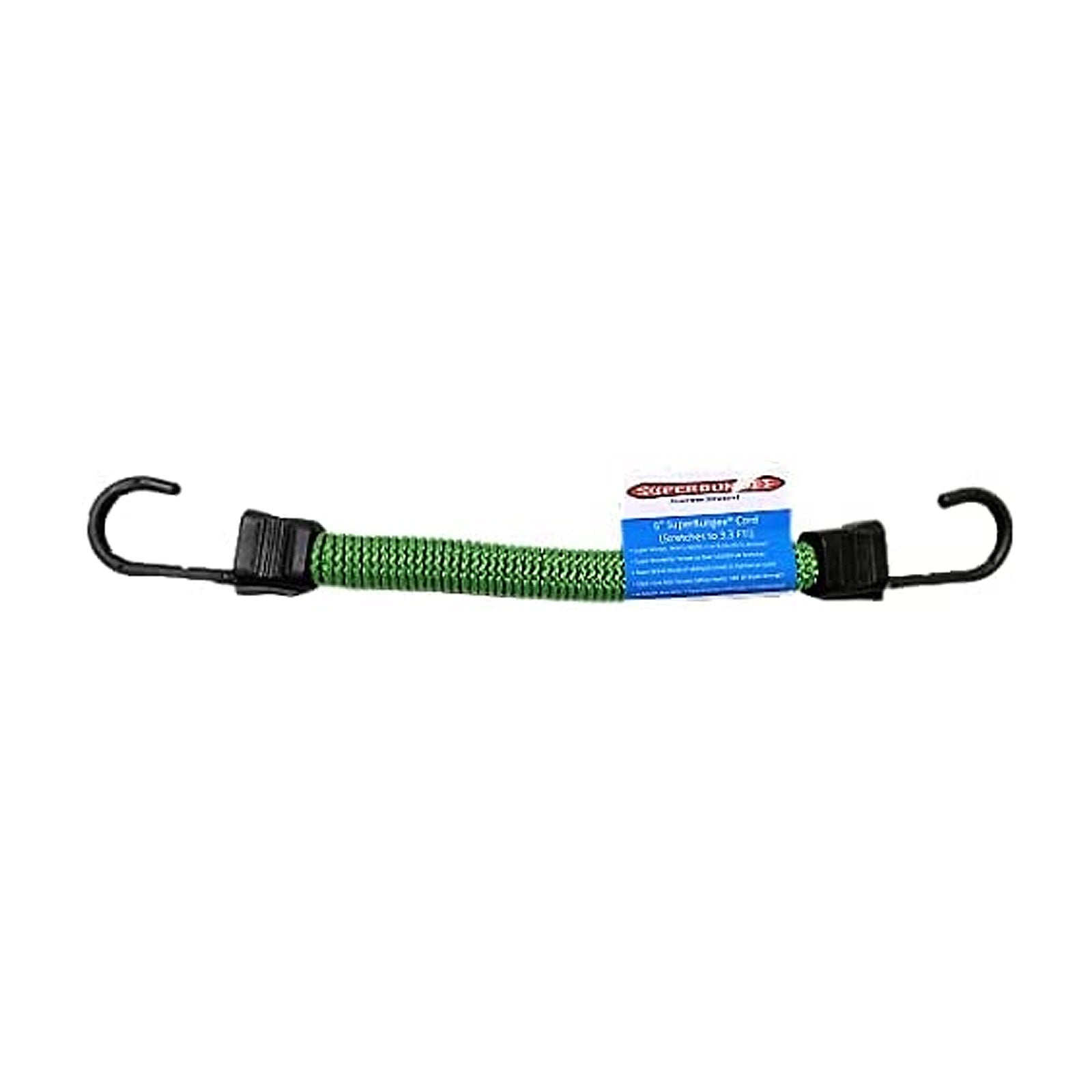 SuperBungee Cord - 6-inch Body (12" incl Hooks) Stretches to 3.2FT with ...