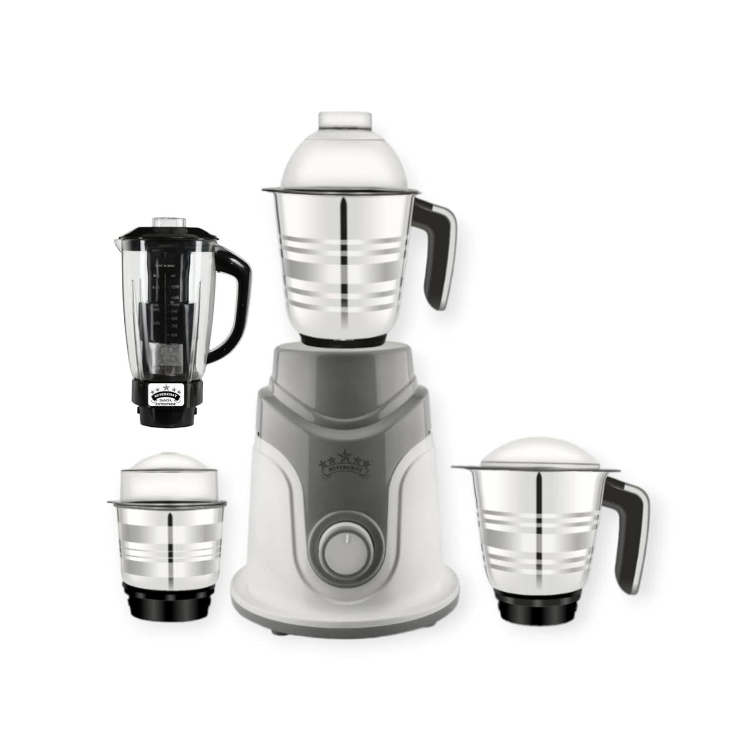 SuperChat Icon 1000 Watts Mixer Grinder with 4 Jars White Grey ...