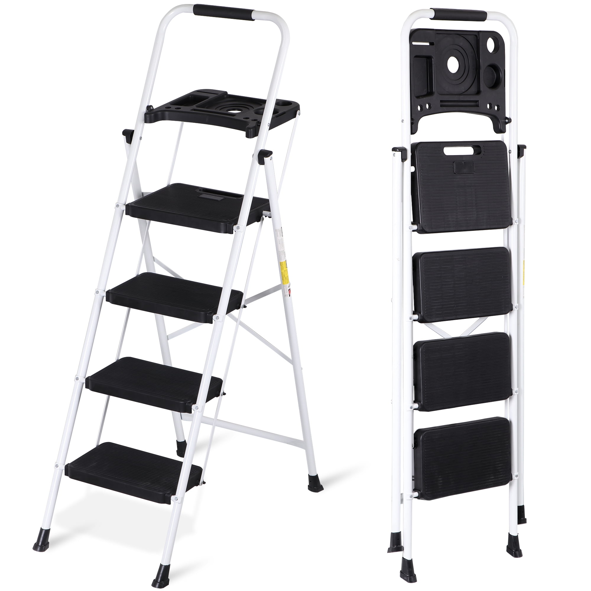 SuperDeal 4 Step Ladder Portable Folding Step Stool Metal Frame with ...