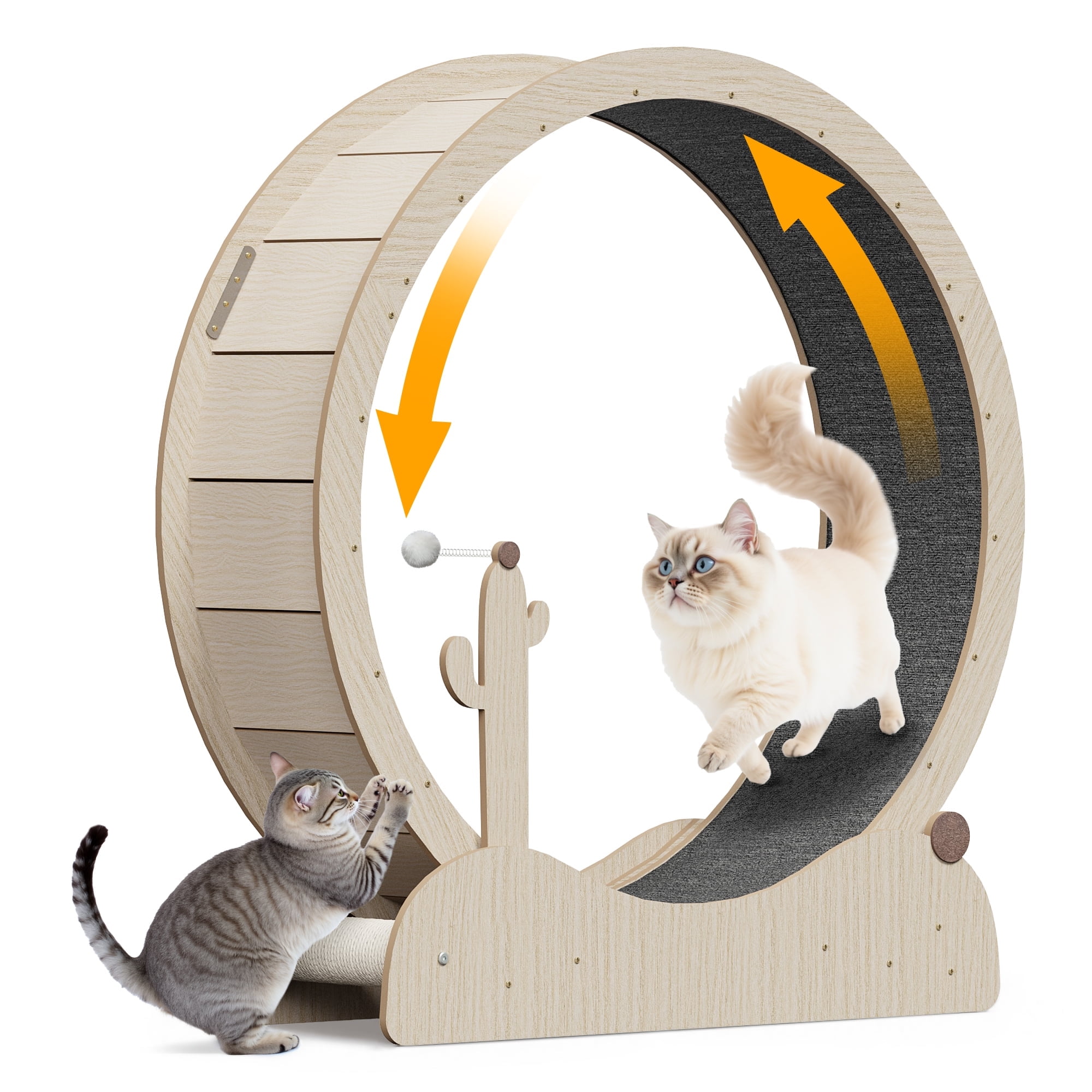 SuperDeal 43in Cat Treadmill Natural Solid Wood Cat Wheel Exerciser ...