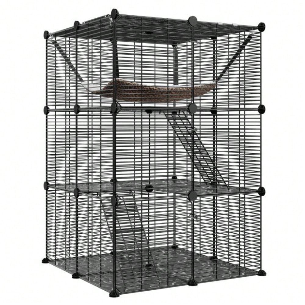 SuperDeal Cat Cage Indoor Cat Enclosures DIY Cat Playpen 3-Tiers ...