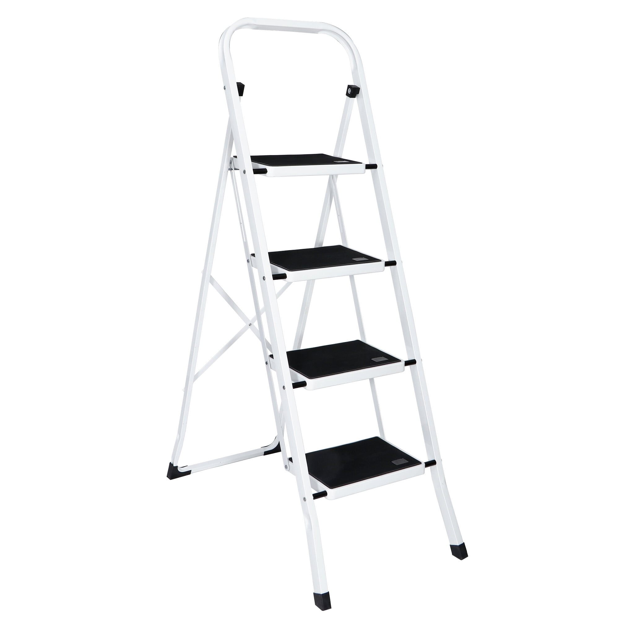 SuperDeal Solid 4-Foot Folding Stairs: Anti-Slip Steel Ladder with Wide ...