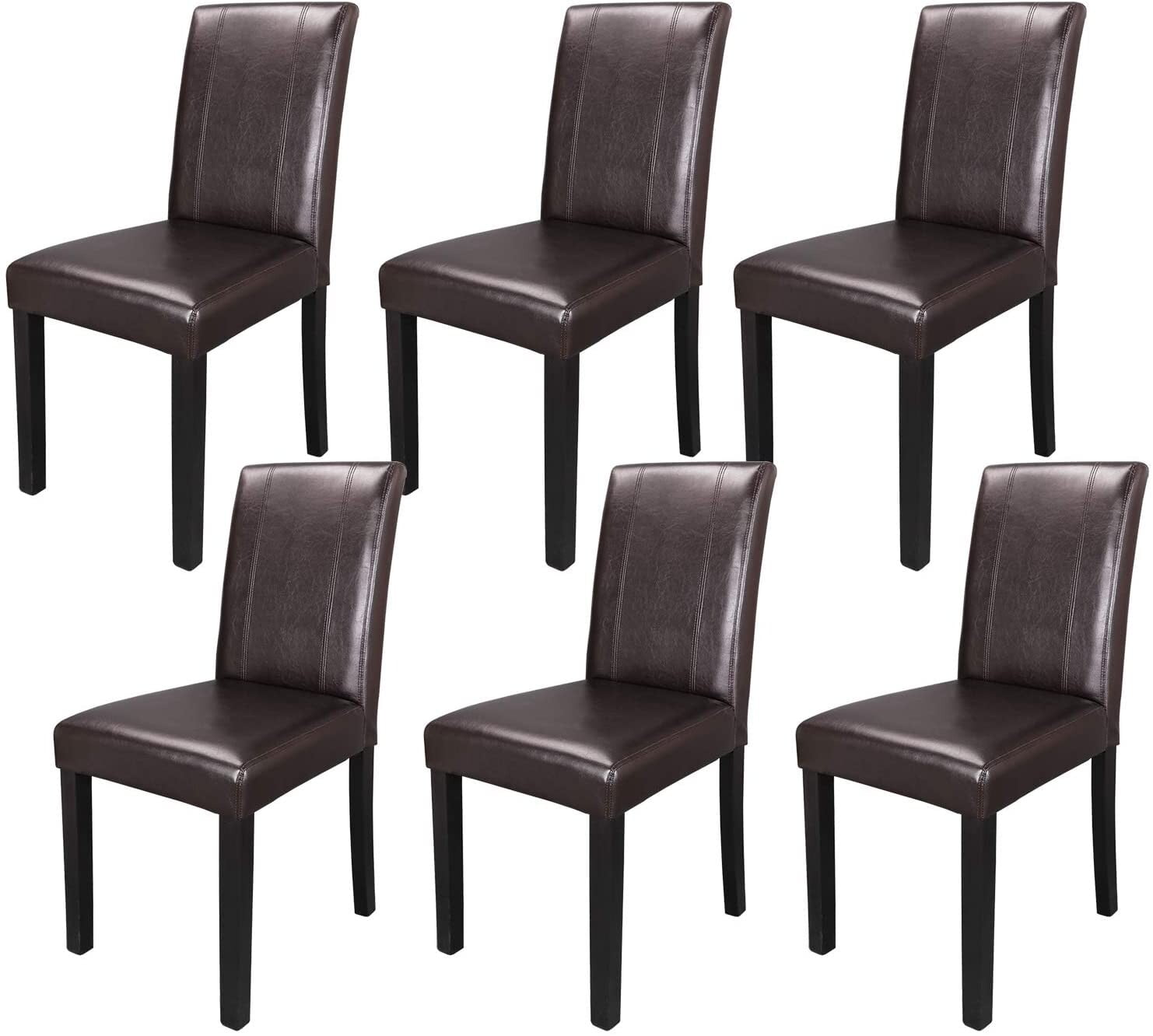 SuperDeal Dining Sets Six - Modern PU Leather Kitchen Chairs, Sponge ...