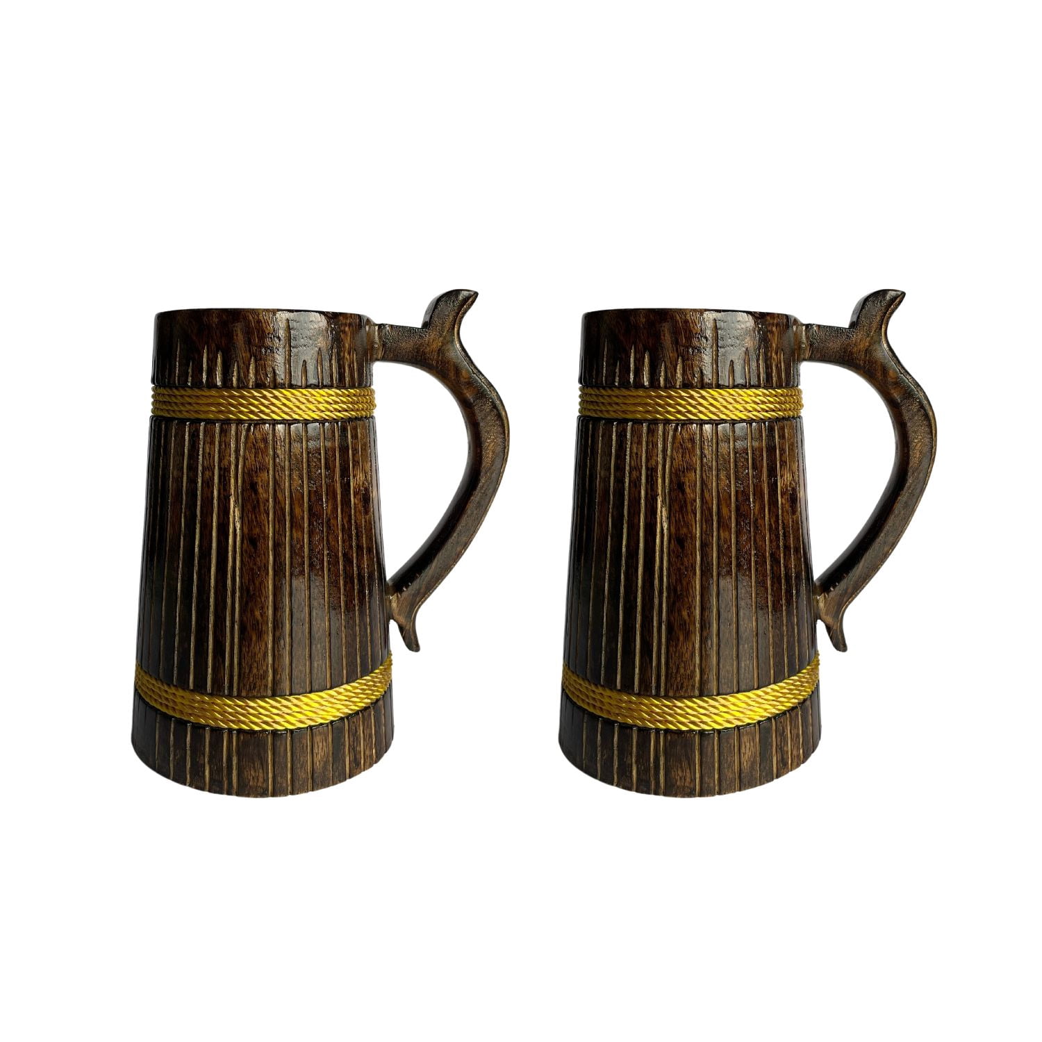 SuperGeneriX 500ml Handmade Wooden Beer Mug, Mango Wood with Sheesham ...