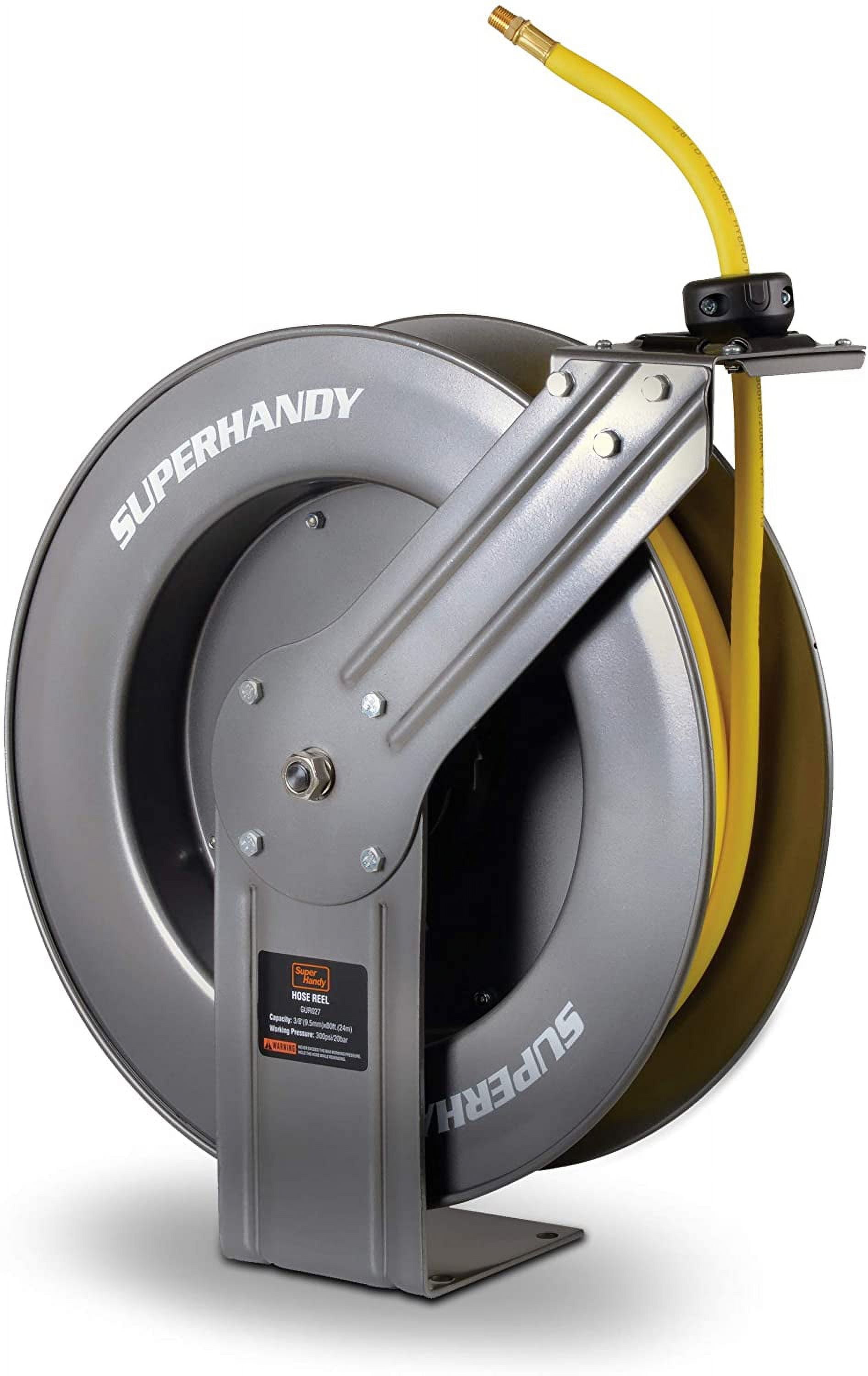 SuperHandy Air-Hose-Reel Retractable Longest Ever 3/8" Inch x 80' Feet ...